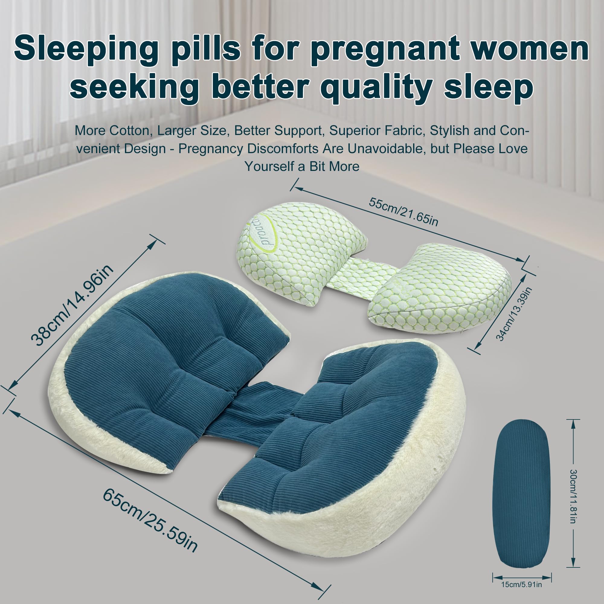 pobopobo Pregnancy Pillows for Sleeping, Faux Fur Luxury Maternity Pillow Support for Pregnant Women, Pregnancy Must Haves, Side Sleeper Wedge Pillow (Grey)