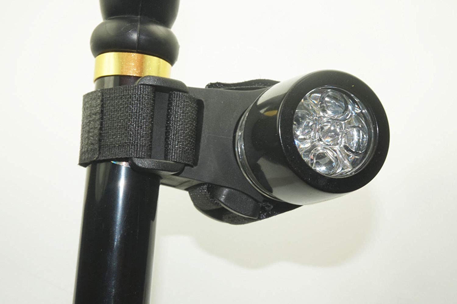 Pmsanzay Universal - Adjustable, Portable Hand Walking Stick Fixed Mount LED Flashlights Torch Light for All Walking Stick Cane Balancing Mobility & Disability Aid Holder Strap Handle (No Cane)