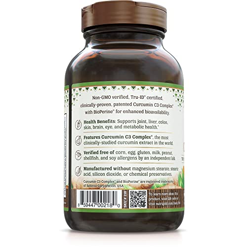 NutriGold Turmeric Curcumin Gold (Features C3 Complex w/BioPerine), 500 mg, 120 Vegan Capsules