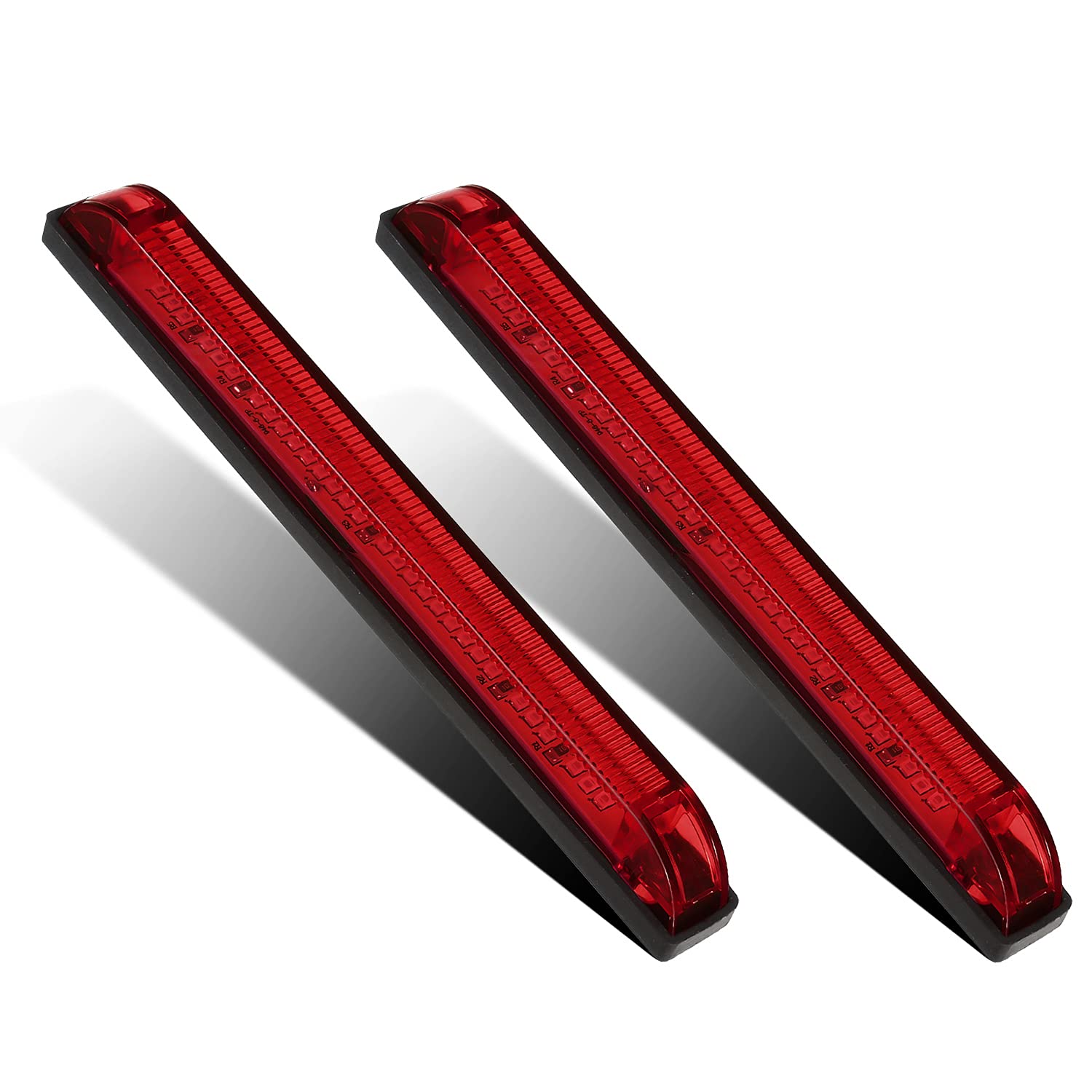 Partsam 2X 8 Led Utility Strip Light Marker Red 30LED Boats Lighting & Decorating, Sealed Thin Line 8 Inch Red Led RV Camper Truck Boat Marine Strip Lights Bar Surface Mount 12V