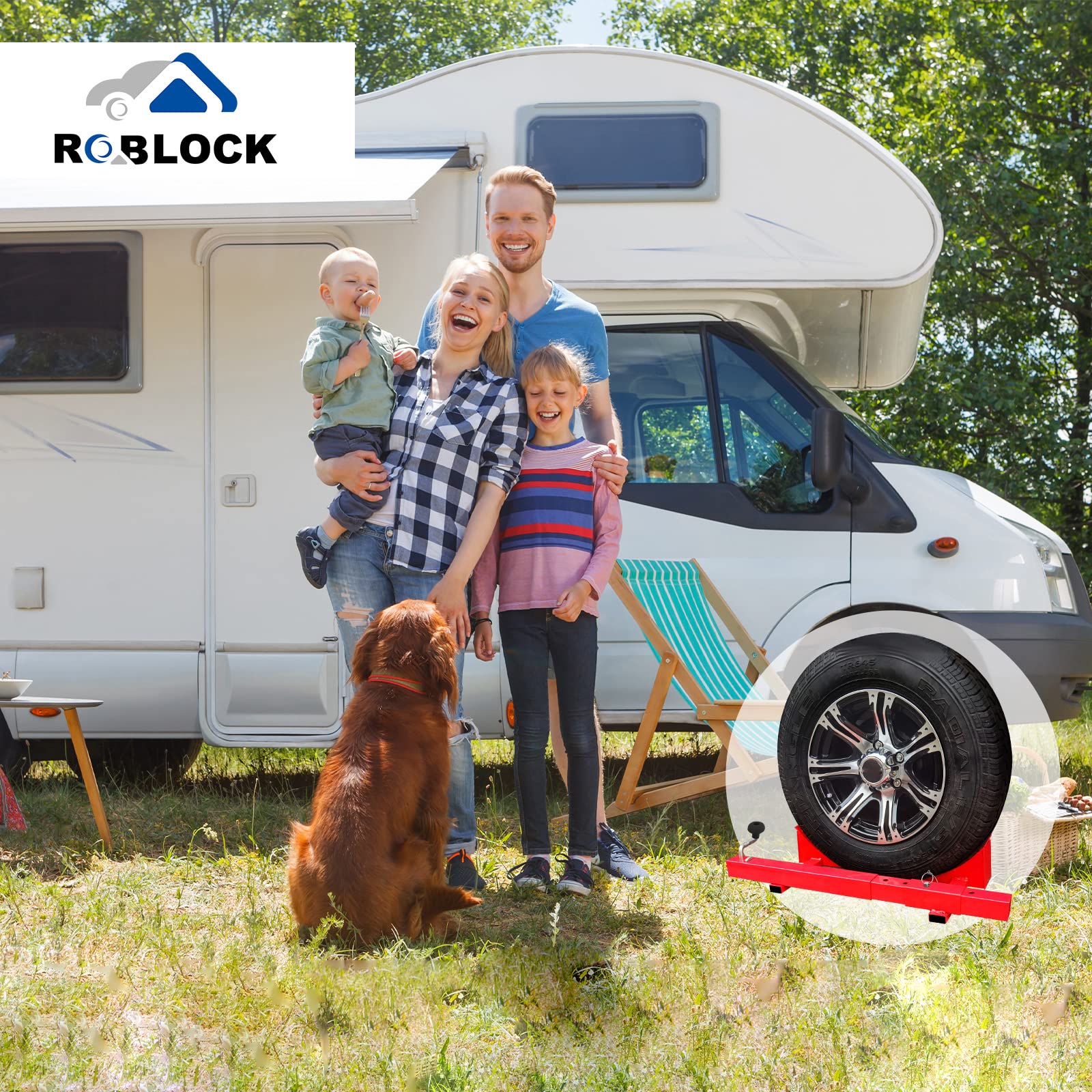 ROBLOCK Camper Leveler Blocks with Curved Levelers, Wheel Chocks and Non-Slip Rubber Mats, RV Leveling Blocks Works for 30,000 LBS RV, Trailer, Truck