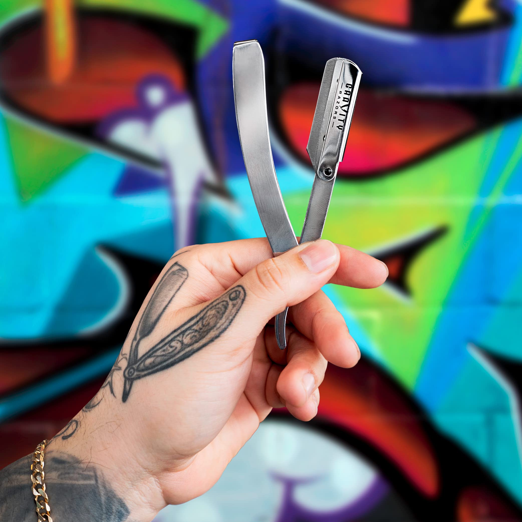 Professional Straight Razor - Minimal Exposure Straight Razor Kit with 10 Gravity Premium Blades, 5mm Exposed (Chicago)