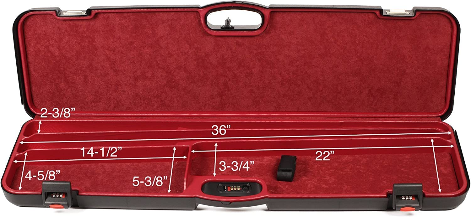 Negrini Cases 1603/IS-2C/4782 Shotgun Case for O/U PP/1 Gun/2 Barrels up to 36-Inch, Black/Red