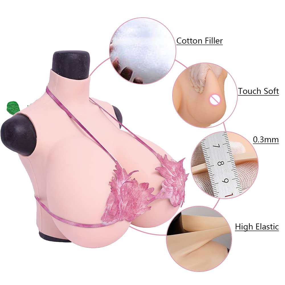 S Cup Silicone Breast Forms Silicone Breastplate Fake Breasts for Crossdresser Drag Queen Transgender With Cotton Filler