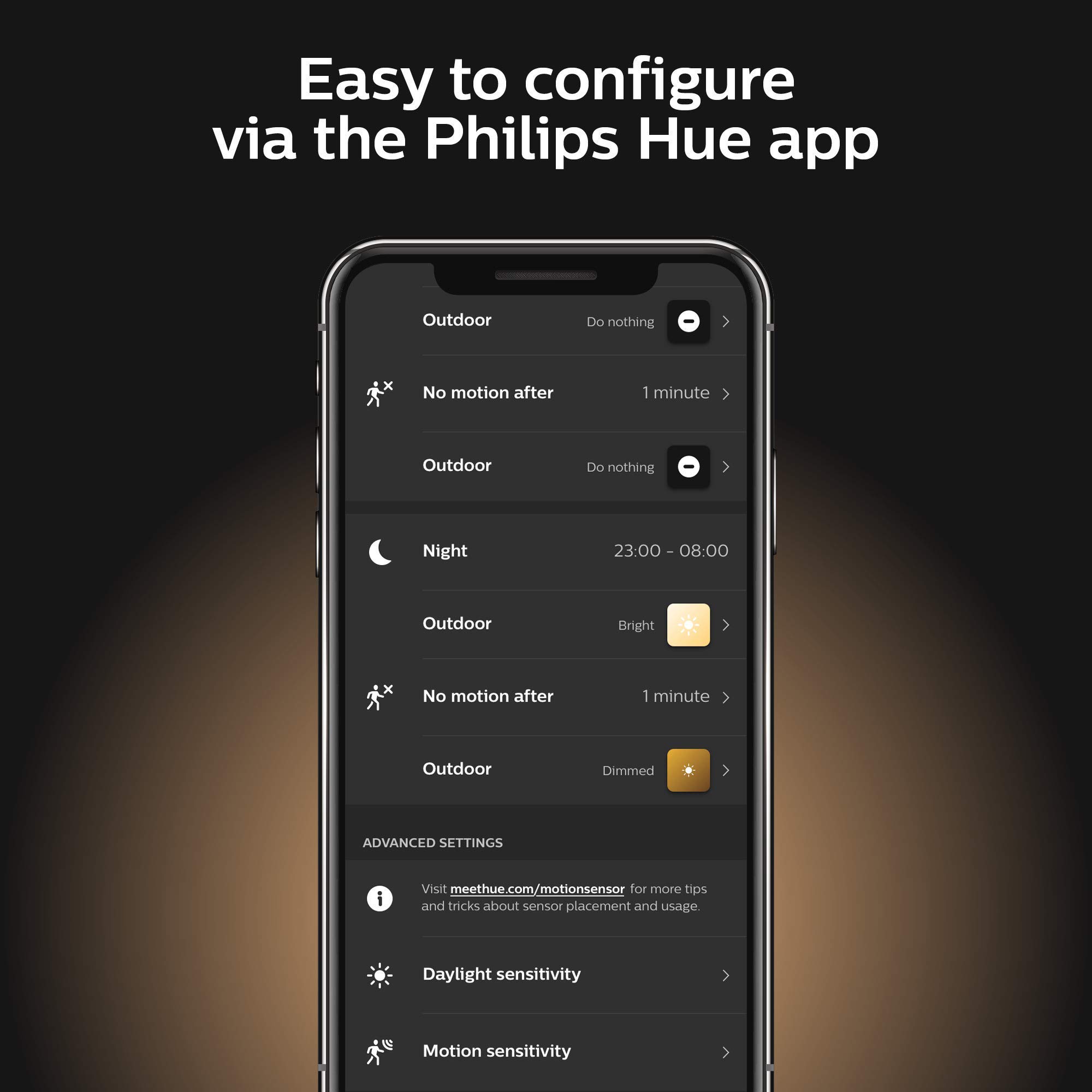 Philips Hue Dusk-to-Dawn Outdoor Motion Sensor for Smart Home, Wireless & Easy to Install (Hue Hub Required, for use with Philips Hue Smart Lights) (Renewed)