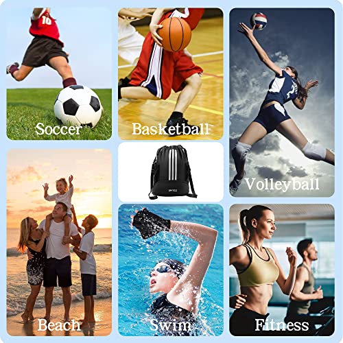ONTYZZ Drawstring Sports Backpack Soccer Backpack Gym Bag Backpack Multifunctional Bag with Shoe Compartment Yoga Swim Beach Bag with Dry-wet Separate