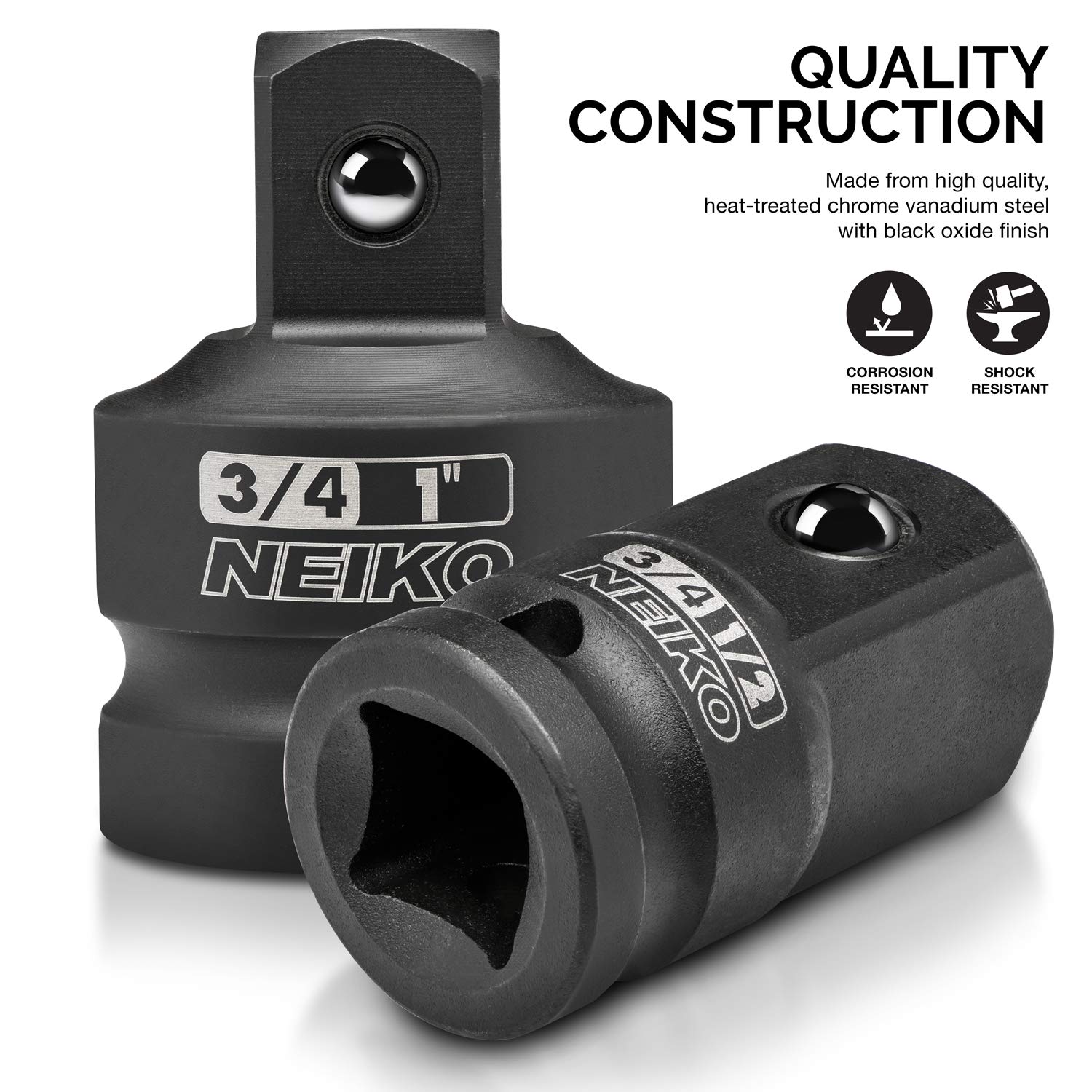 NEIKO 30223A 8 PC Impact Socket Adapter Set, Standard SAE Size, Cr-V Steel, Impact Driver & Wrench Conversion Kit, Locking Impact Socket Adapters & Reducer Set, Ball Detent, 1/4β, 3/8β, 1/2", 3/4β, 1β