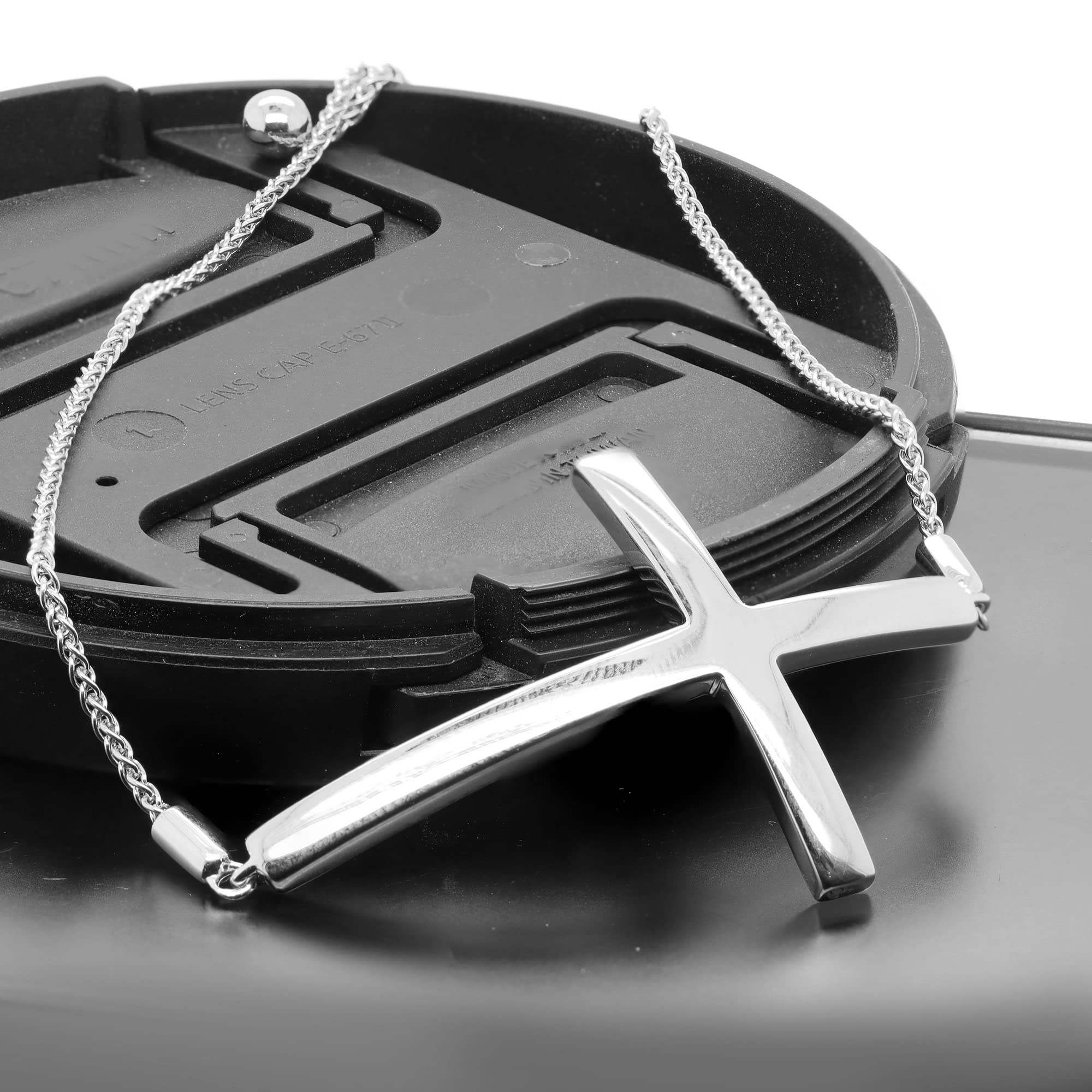 Shineadime Horizontal Cross Bolo Adjustable Bracelet in 14K White Gold Over 925 Sterling Silver For Womens 7"