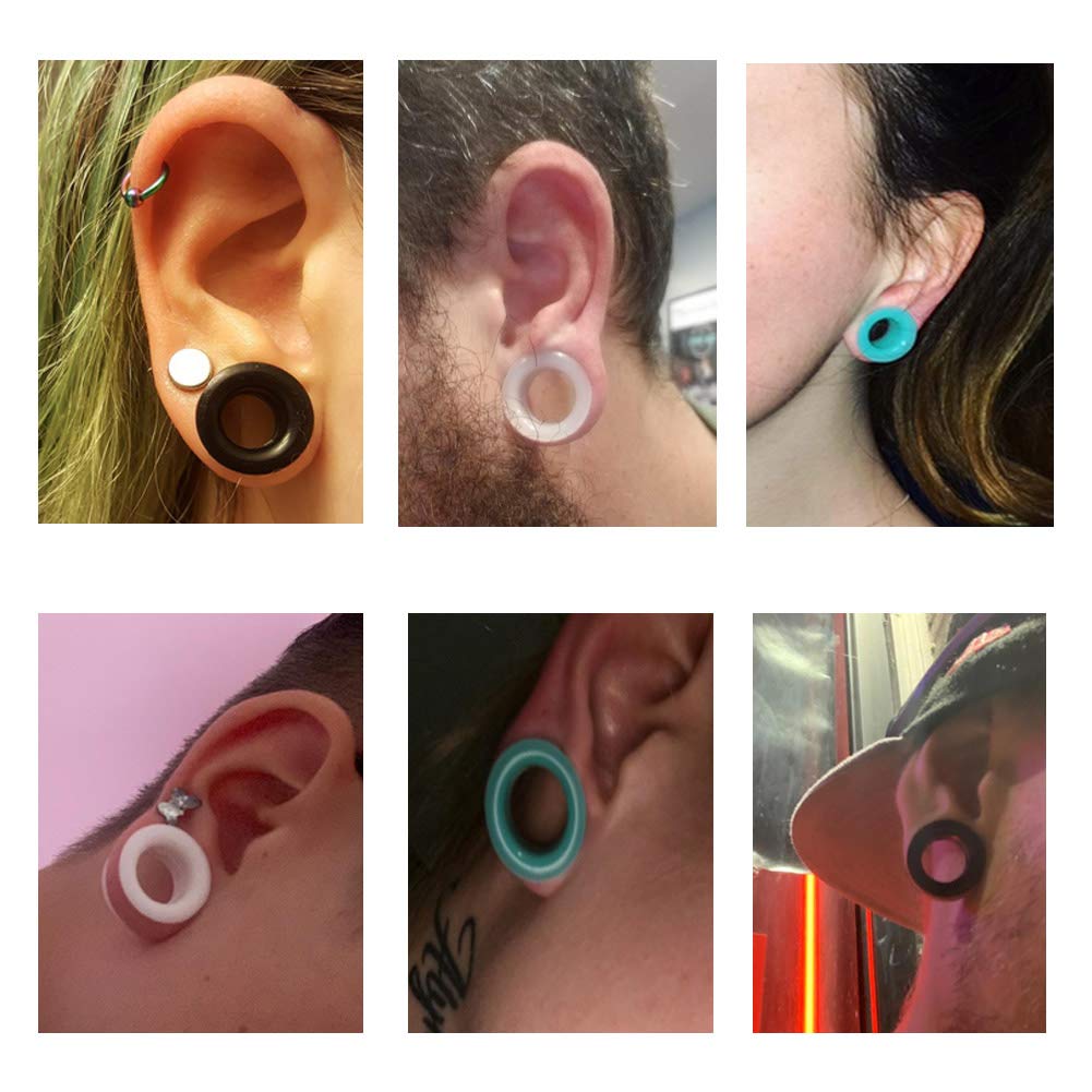 Oyaface 2PCS Black Hard Silicone Flexible Ear Skin Tunnels Expanders Gauges Hollow Sturdy Body Piercing 25mm(1")