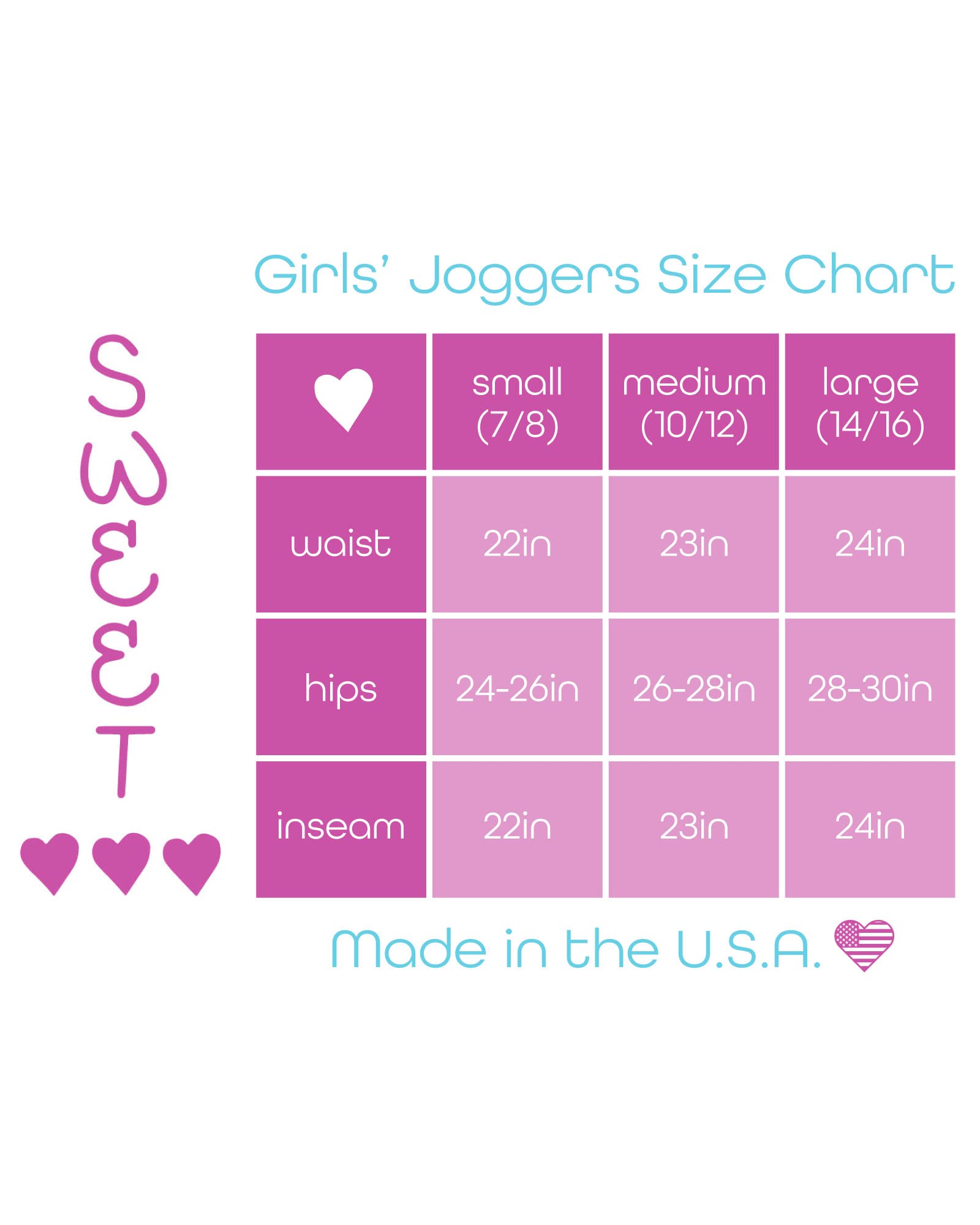 Sweet Hearts Girls' Sweatpants - 4 Pack Super Soft Athletic Performance Jogger Pants: Made in USA (7-16)β, Size 10-12, Black/Grey/Charcoal/Pink Space-dye