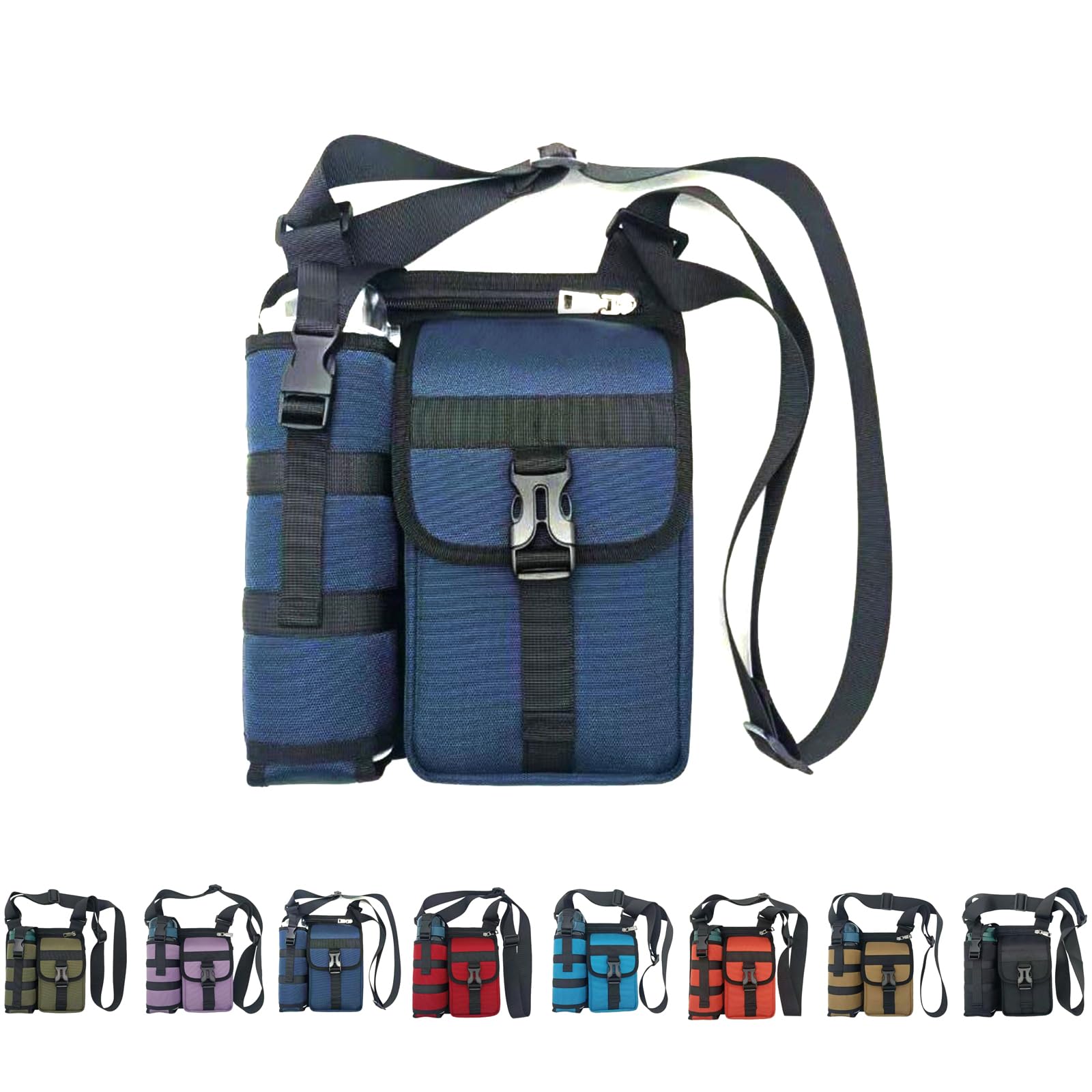Shoulder Bags With Water Bottle Holder,Crossbody Sling Backpack Bag Travel Bike Gym Daypack for Women Men,Resistant Hiking Daypack (L, dark blue)