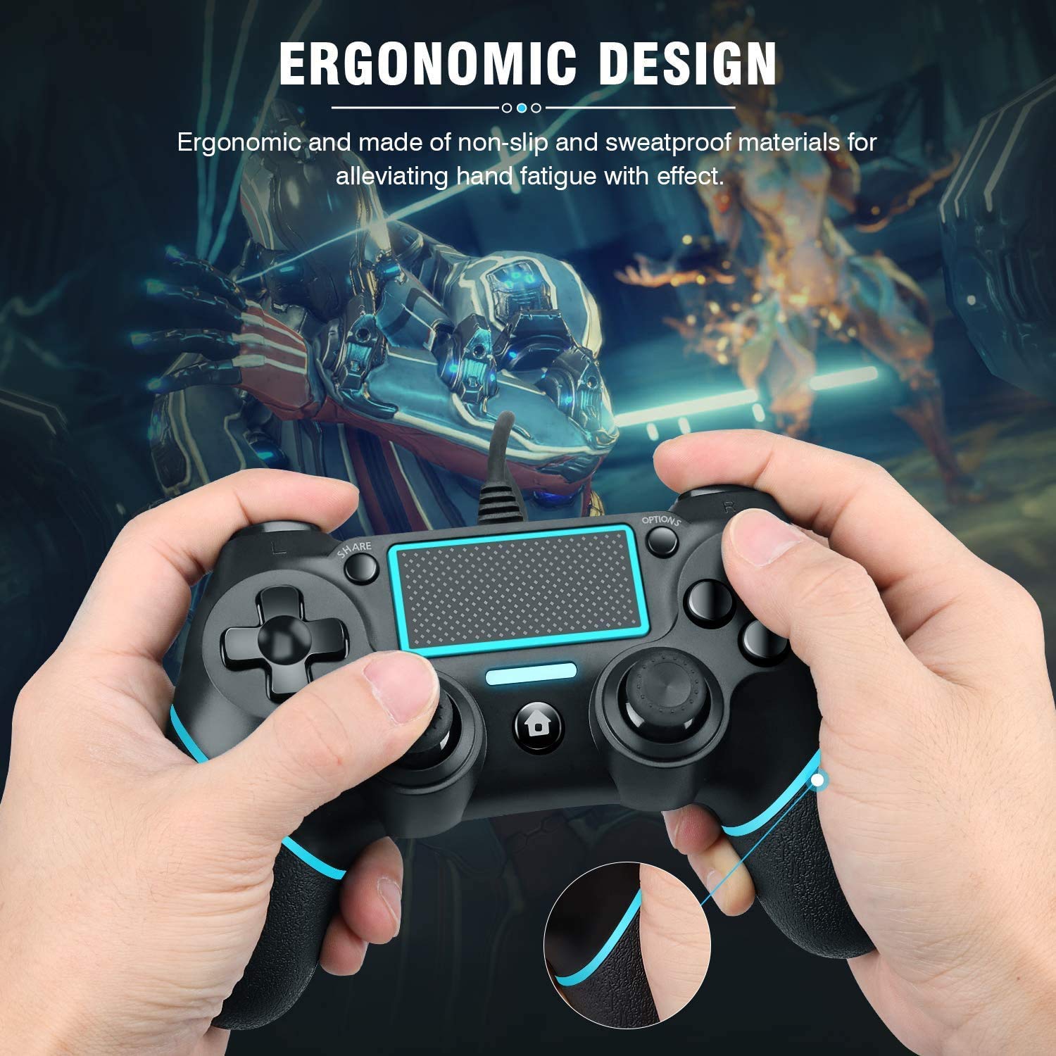 predark PC Contreoller,Wired Game Controller Compatible with P-4/PC,with Motion Motors,Mini LED Indicator and Anti-Slip Design - Berry Blue