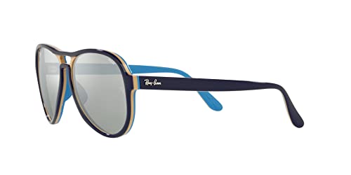 Ray-Ban Men's Rb4355 Vagabond Evolve Polarized Aviator Sunglasses, Blue Creamy Light Blue/Photochromic Grey Mirrored Grey, 58 mm
