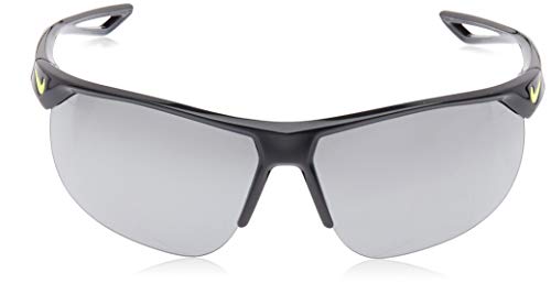 Nike Golf Cross Trainer Sunglasses, Black/Volt Frame, Grey with Silver Flash Lens