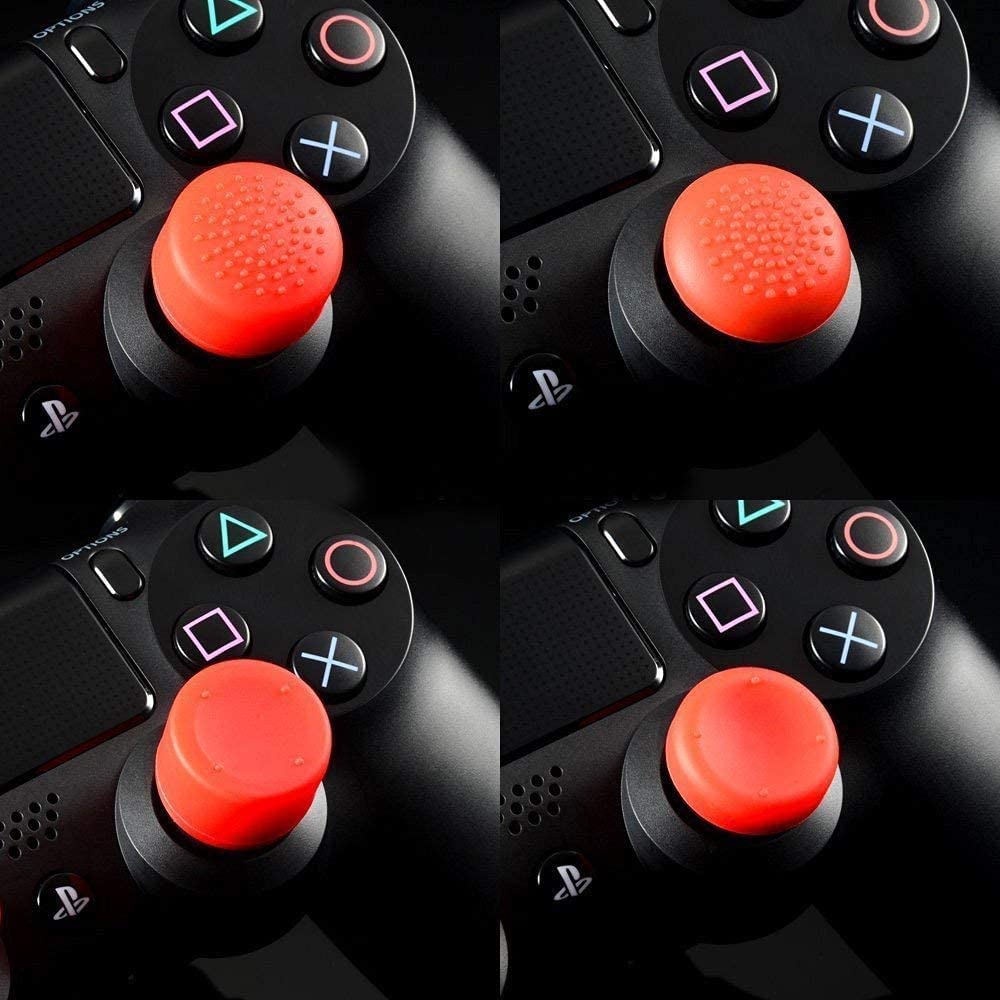 Pack of 8 pcs Analog Controller Gamepad Raised Antislip Thumb Stick Grips Thumbsticks Joystick Cap Cover for PS5, PS4, PS3, Switch Pro, Xbox one, Xbox 360, Wii U, PS2 Controller (Red)