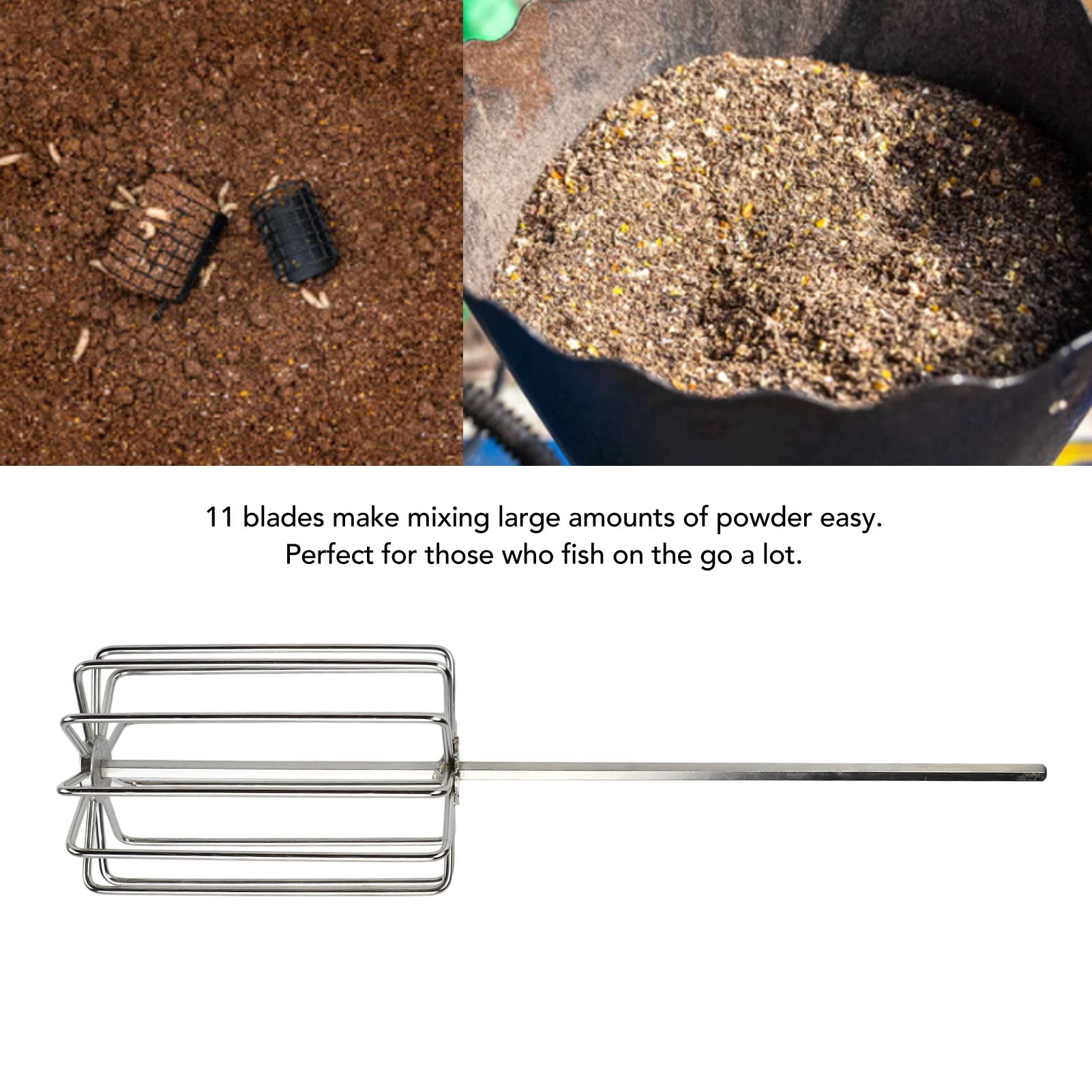 VGEBY 1Pc Stainless Steel Groundbait Mixer SGXA SD81030G Fishing Bait Whisk Tool Accessories