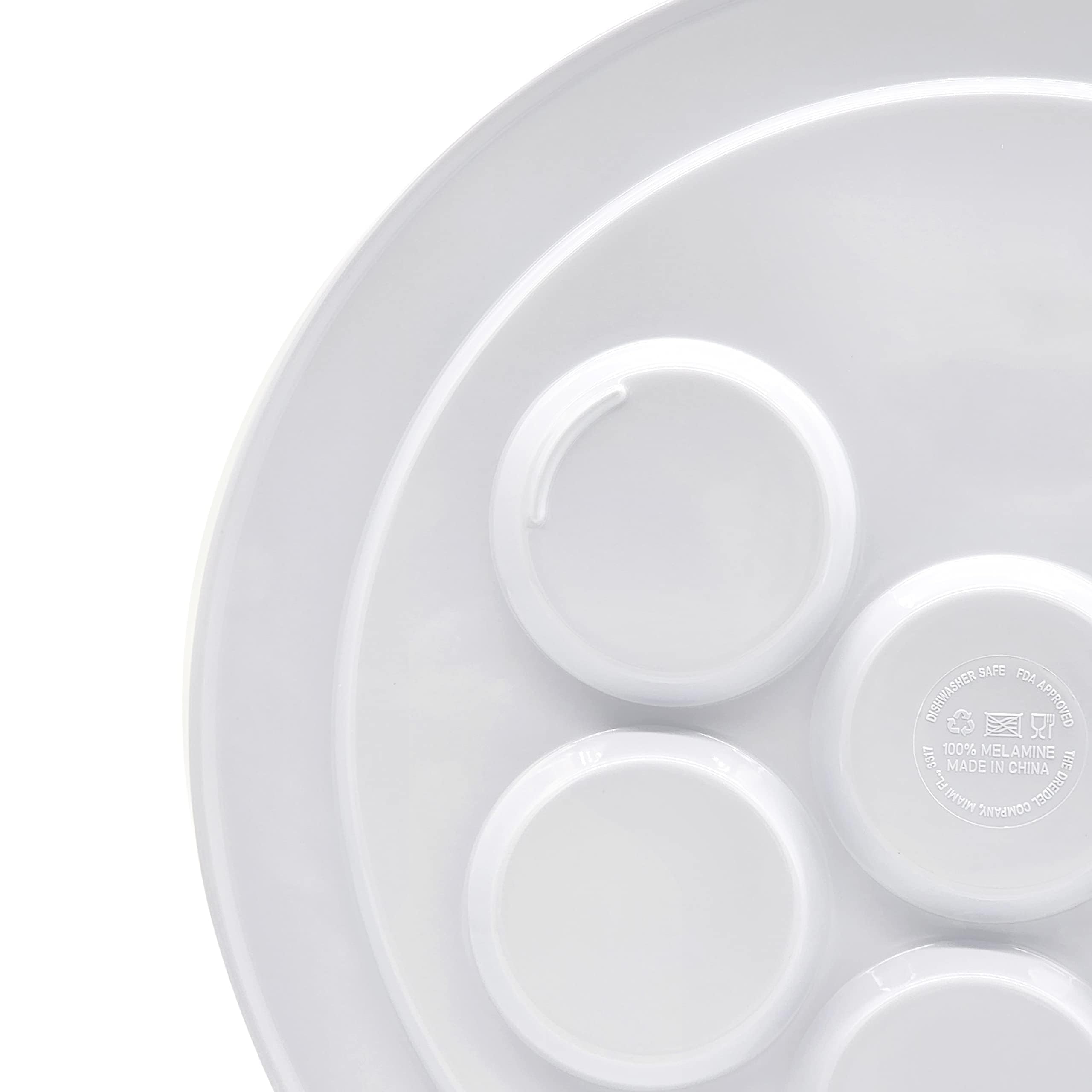 The Dreidel Company Passover Classic Silver Seder Plate, Melamine Silver Design Passover Seder Plates, Traditional Kaarah For Pesach 12" (Single)