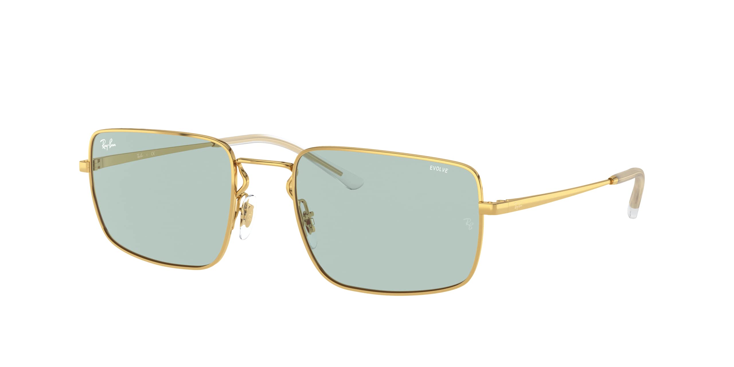 Ray-Ban Rb3669 Polarized Rectangular Sunglasses, Gold/Evolve Photochromic Blue to Violet, 55 mm