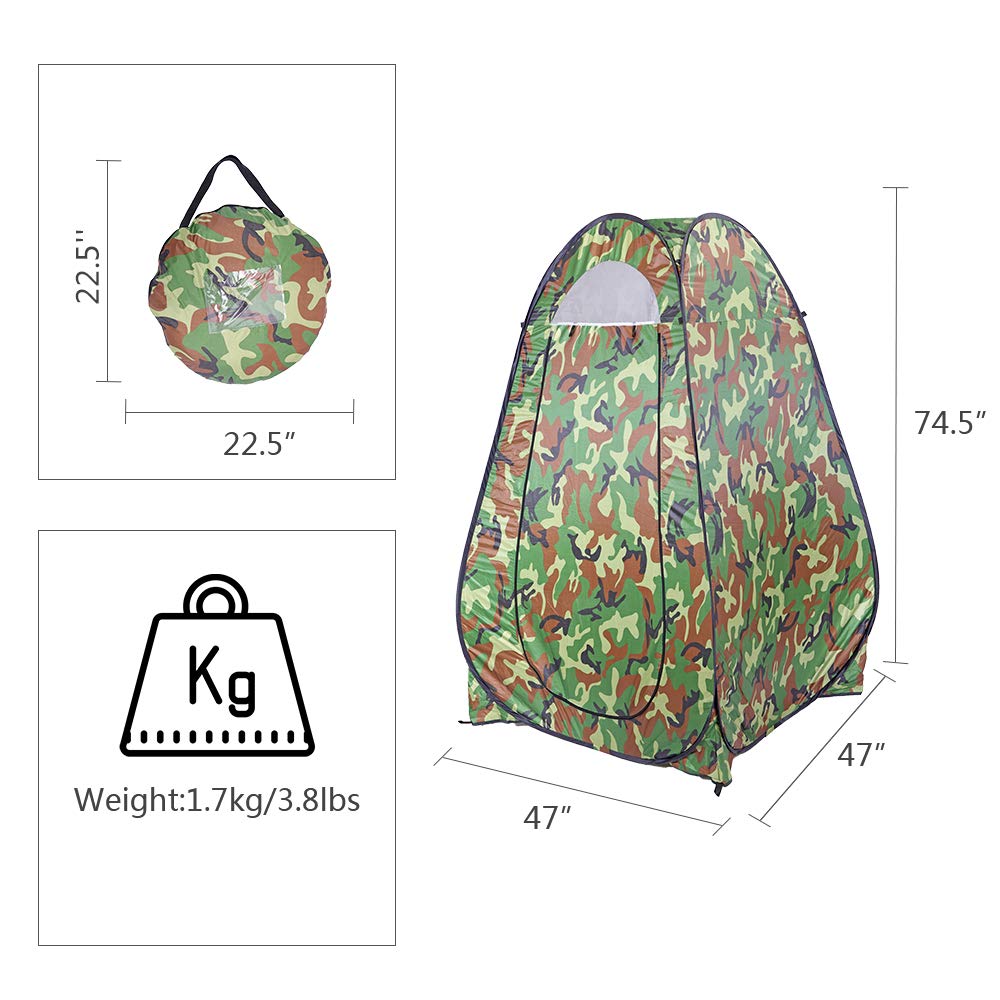 Portable Pop Up Shower Privacy Tent Outdoor Privacy Toilet & Spacious Dressing Changing Room for Camping Biking Beach (Army Green)