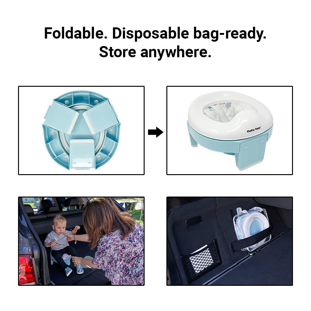 Portable Potty and Training Seat with Free Travel Bag for Toddlers (Sky Blue) by GuGu Tots