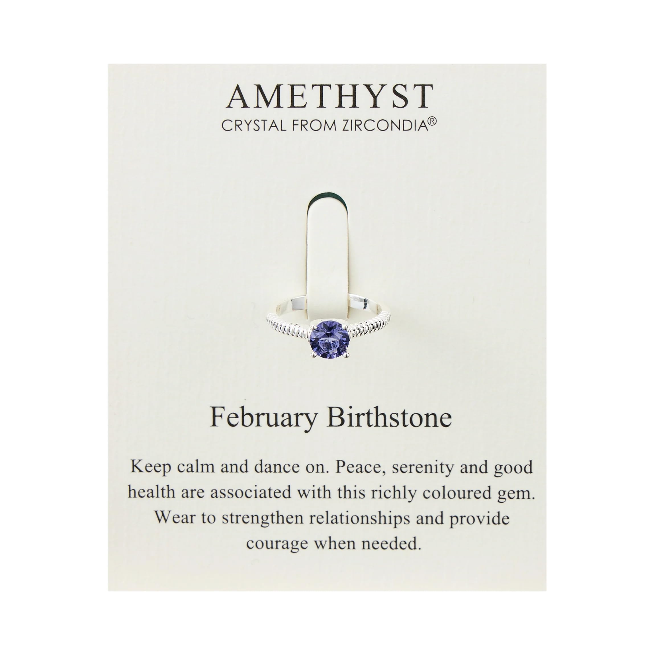 Philip Jones February (Amethyst) Adjustable Birthstone Ring Created with Zircondia® Crystals