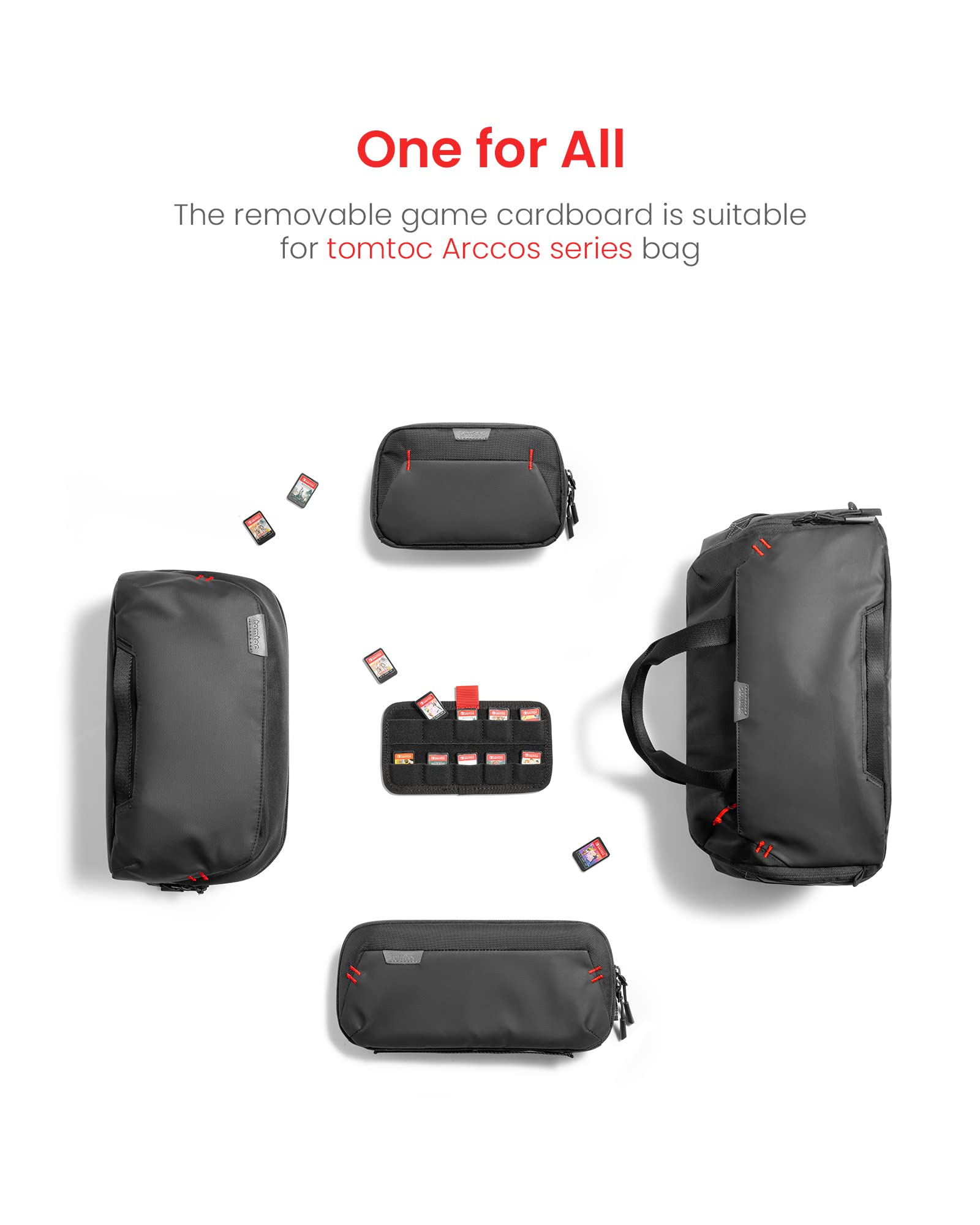 tomtoc Switch Game Bag with 2 Cardboards (40 Cartridge Slots) for Nintendo Switch (OLED/Lite) Game Cards, Switch Accessories Organizer, Portable Slim Soft Case for Switch Joy con Strap, Charger