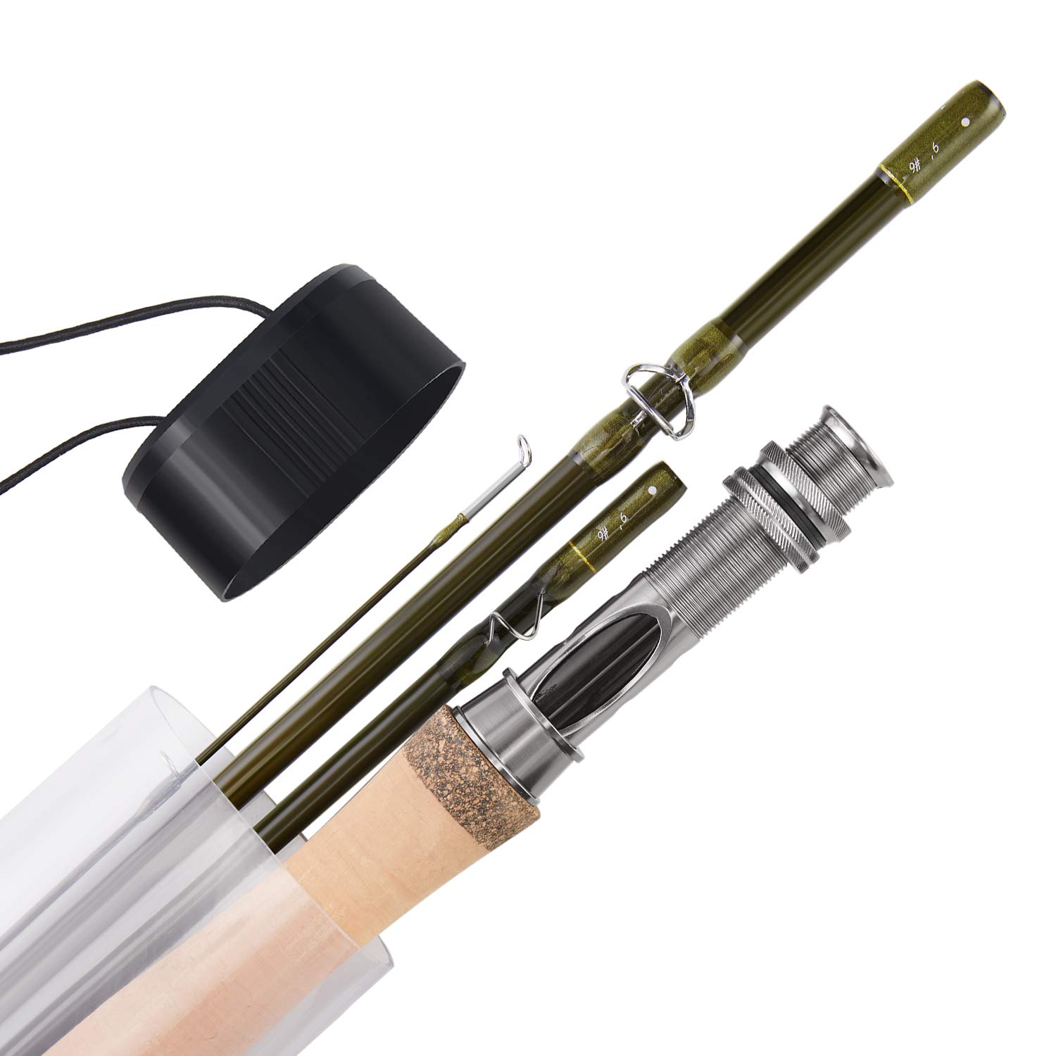 Piscifun Fly Fishing Rod 4 Piece 9ft Graphite - IM7 Carbon Fiber Blank - Accurate Placement - Ingenious Design - Chromed Guide and Durable Rod Tube 5wt