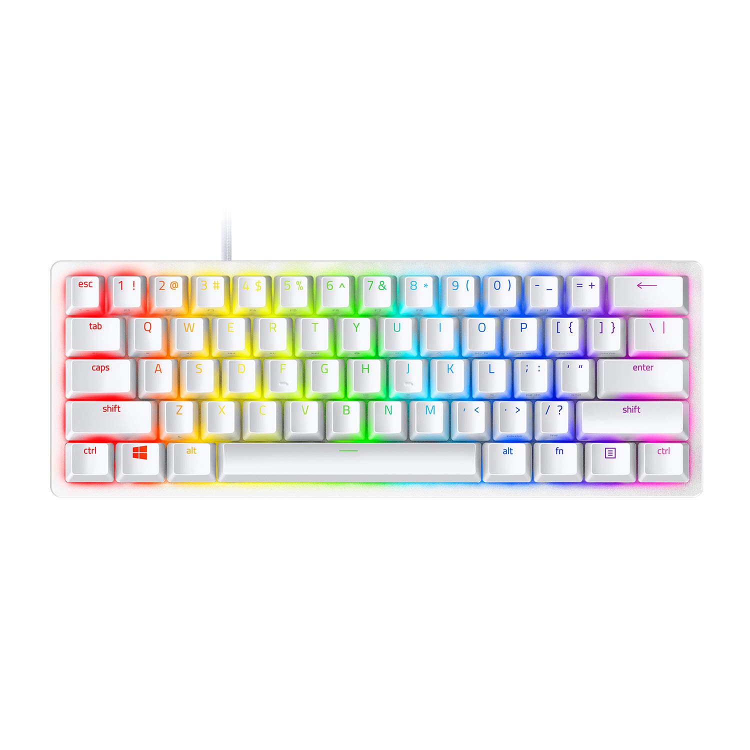 Razer Huntsman Mini 60% Gaming Keyboard: Fastest Keyboard Switches Ever - Linear Optical Switches - Chroma RGB Lighting - PBT Keycaps - Onboard Memory - Mercury White (Renewed)