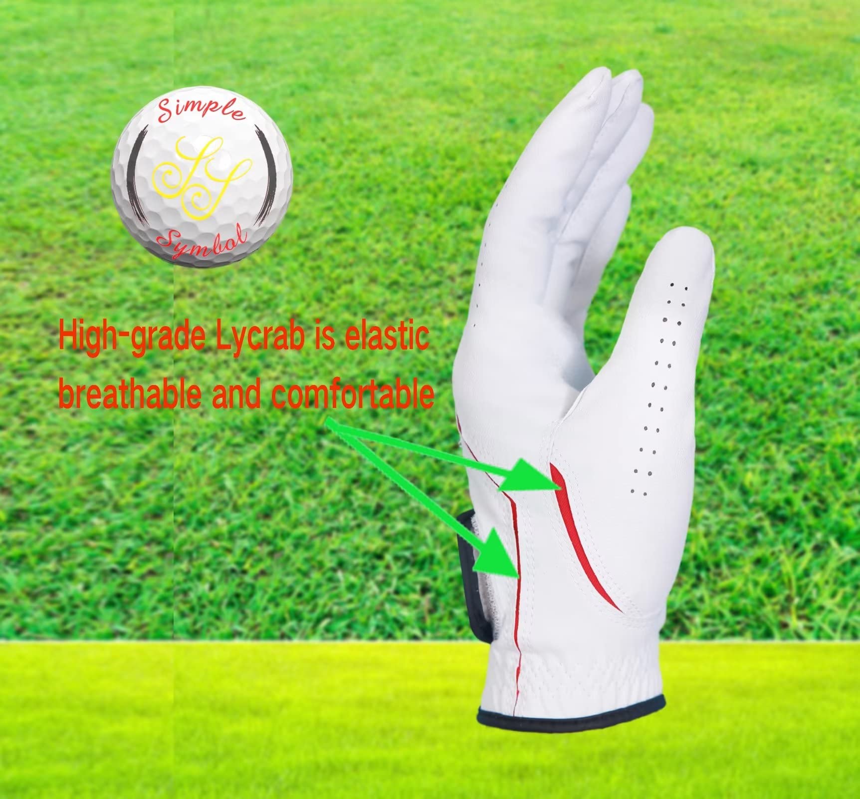 SIMPLE SYMBOL Men's Golf Glove Six Pack Left Hand Right Hand White Microfiber Small/Medium/Large/XL (Left,M)