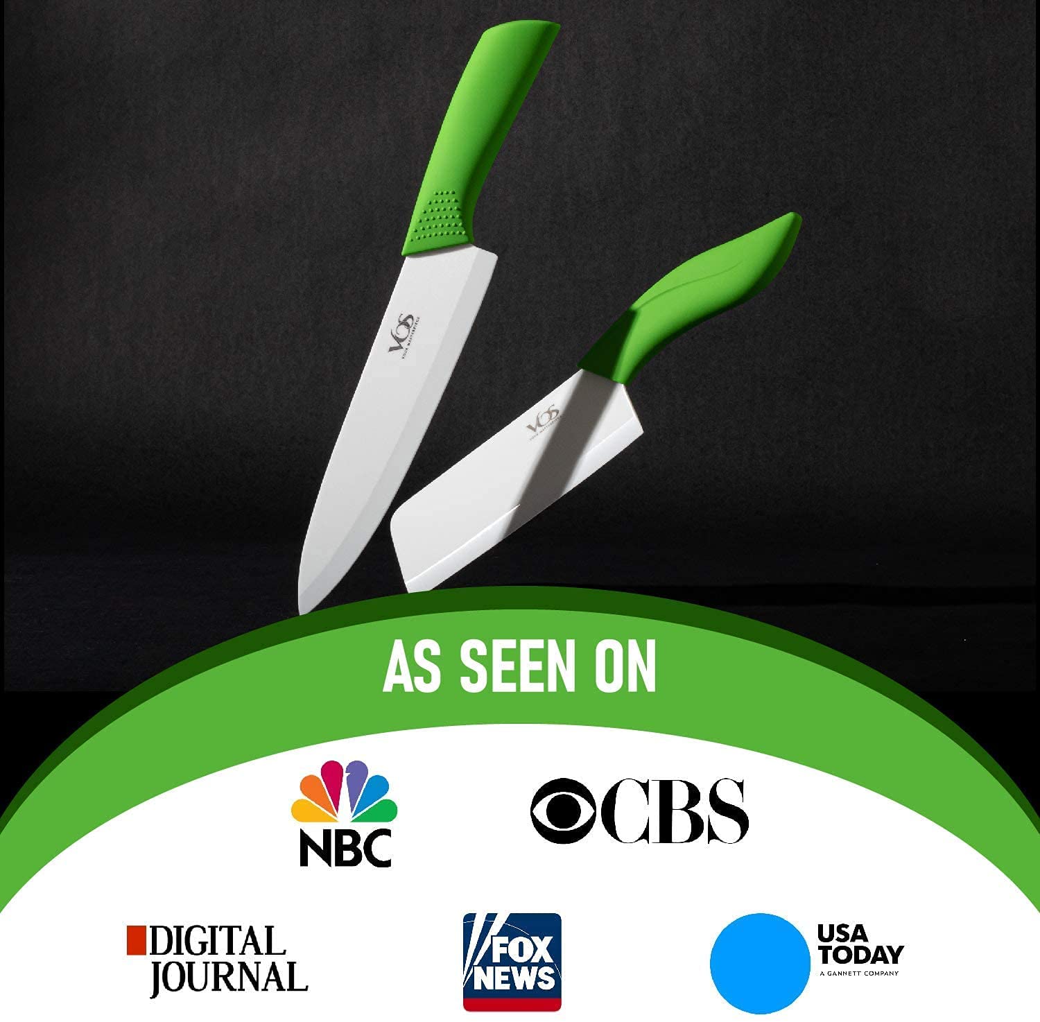Vos Ceramic Paring Knife - Ceramic Knife 4 Inch Zirconia Blade With Sheath Cover - Handle Fruit and Vegetables Kitchen Knife (Green)