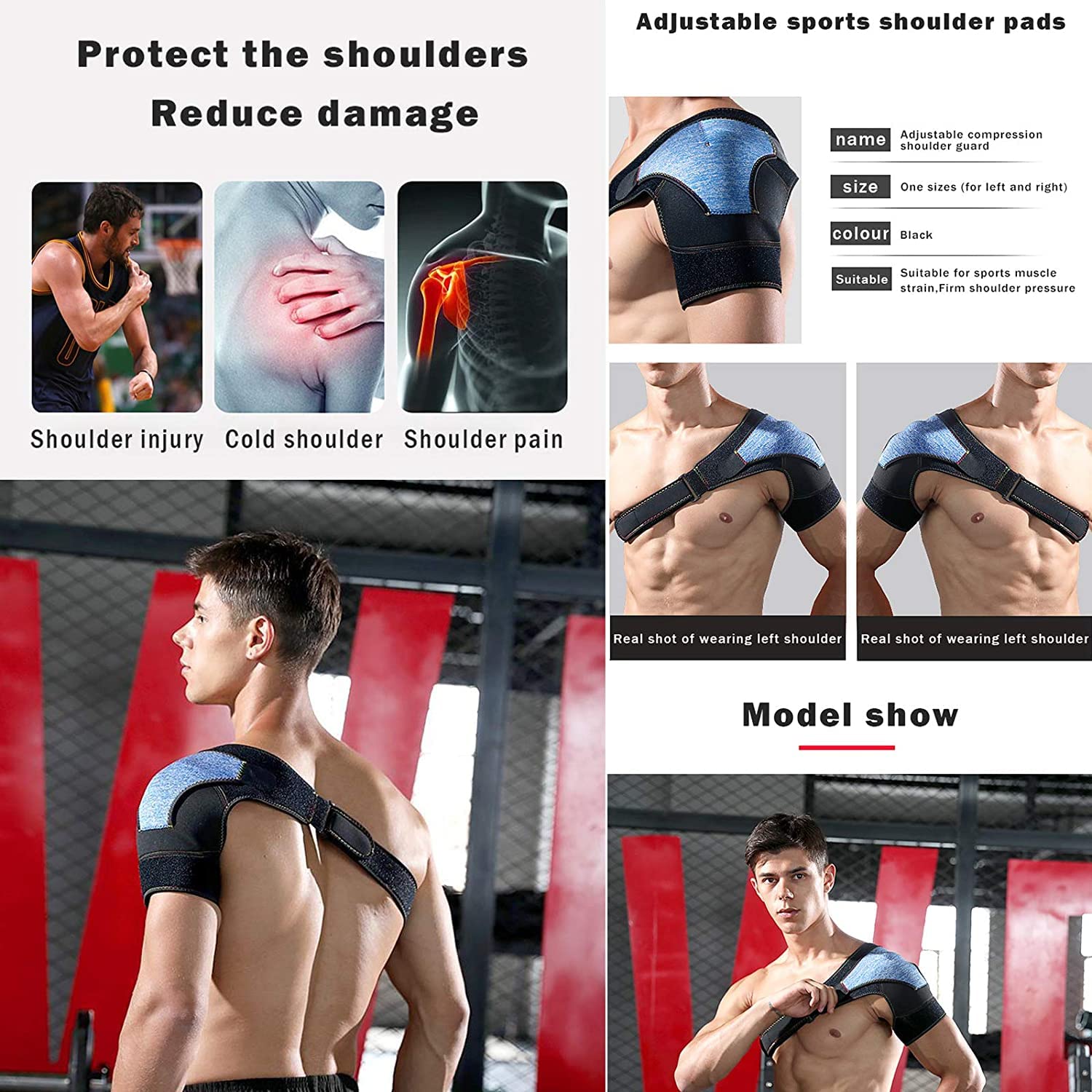 Shoulder Support Brace for Joint Pain Relief Shoulder Injuries Tendonitis, Adjustable Fit Sleeve Wrap for Men(Blue)