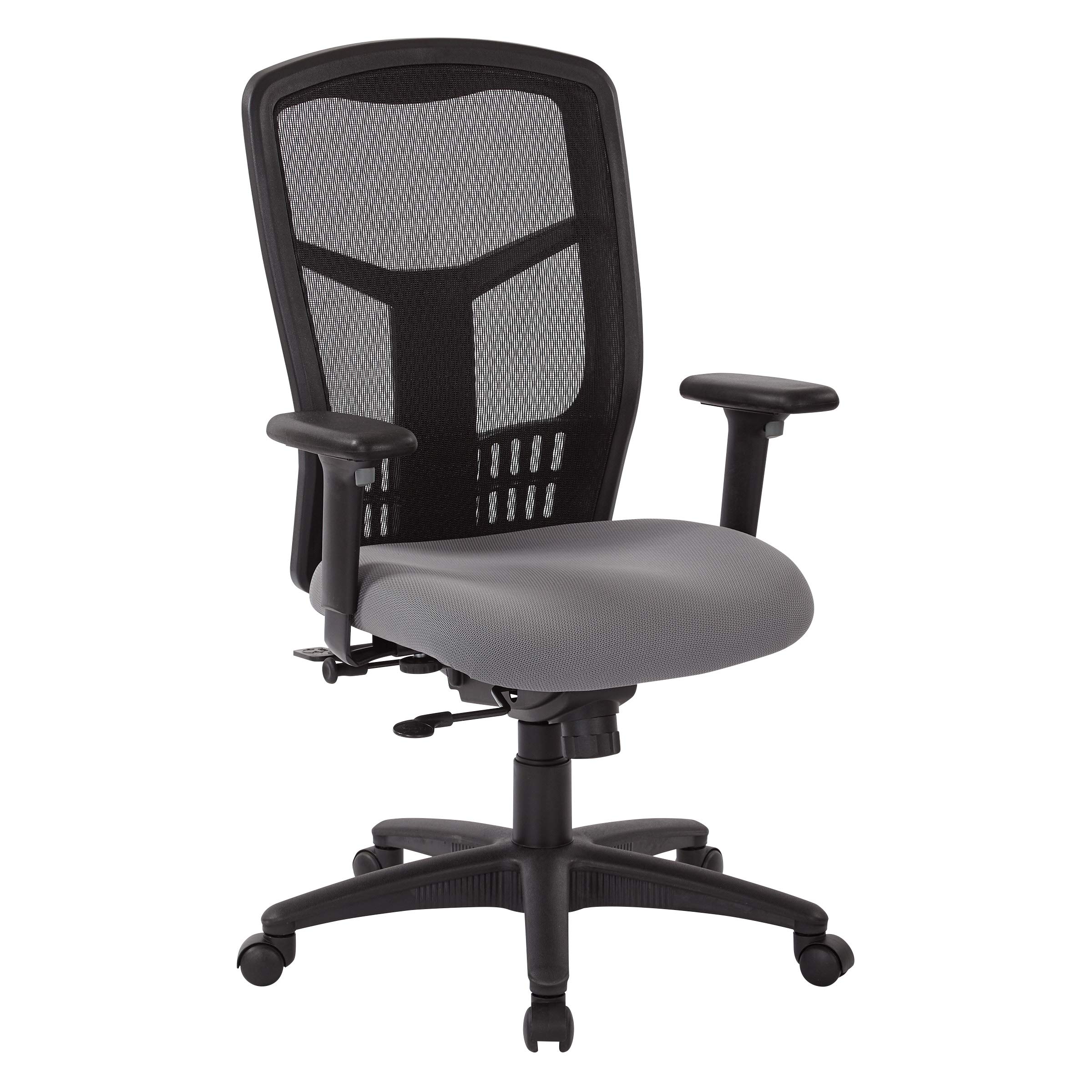 Office Star ProGrid High Back Manager's with Adjustable Seat Height, 2-to-1 Synchro Tilt Control and Seat Slider, Steel Gray Fabric