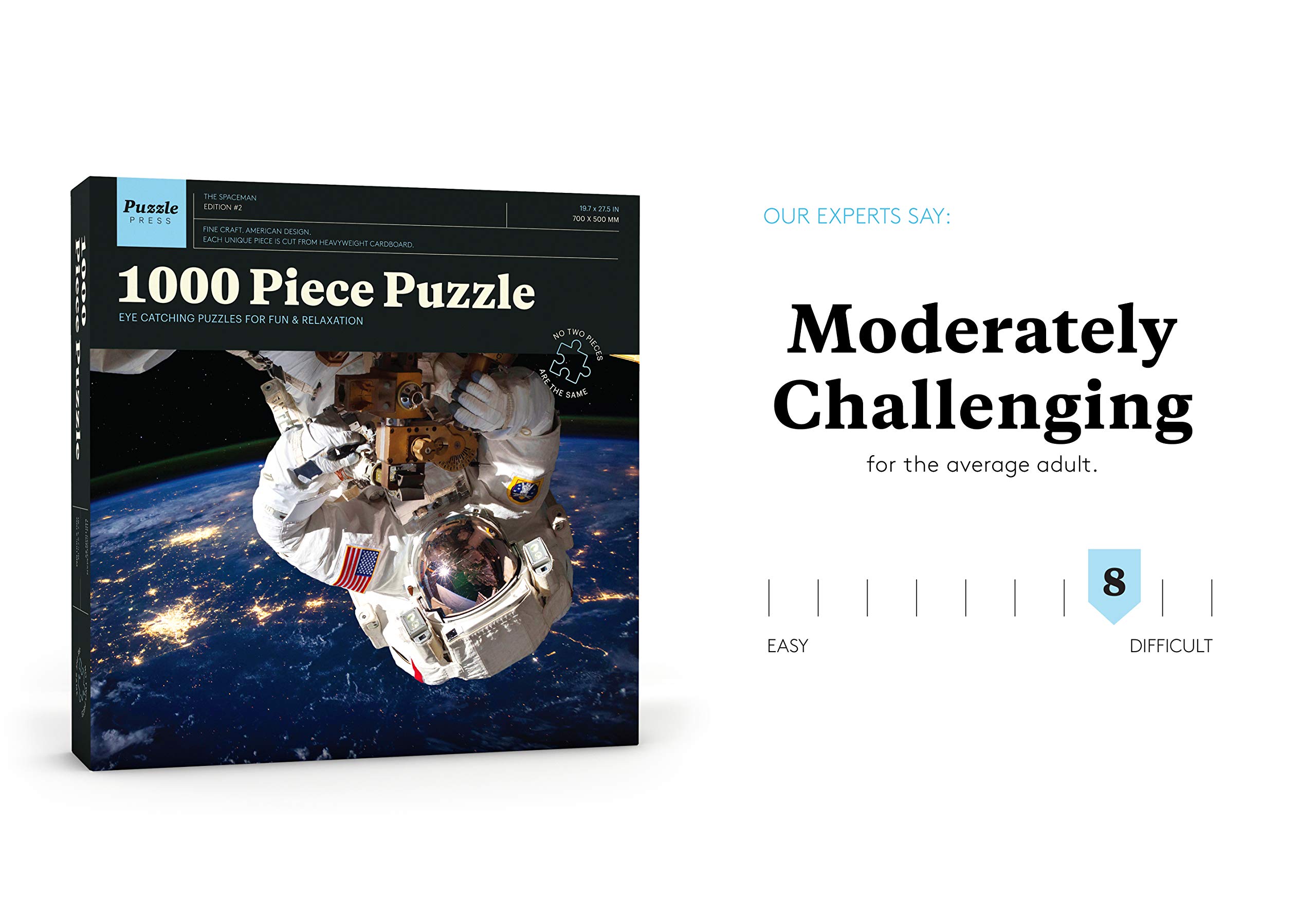 Puzzle Press | Spaceman Jigsaw Puzzle 1000 Piece Adult Puzzle - Extremely Challenging - Astronaut in Space