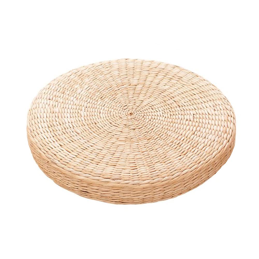 Toyfun 40cm Straw Meditation Futon Round Cushion,Flat Seat Cushion for Yoga,Seat Cushion Round Pouf Hand Woven Tatami Chair Pad Yoga Seat,201007AH01-6770-1921265631