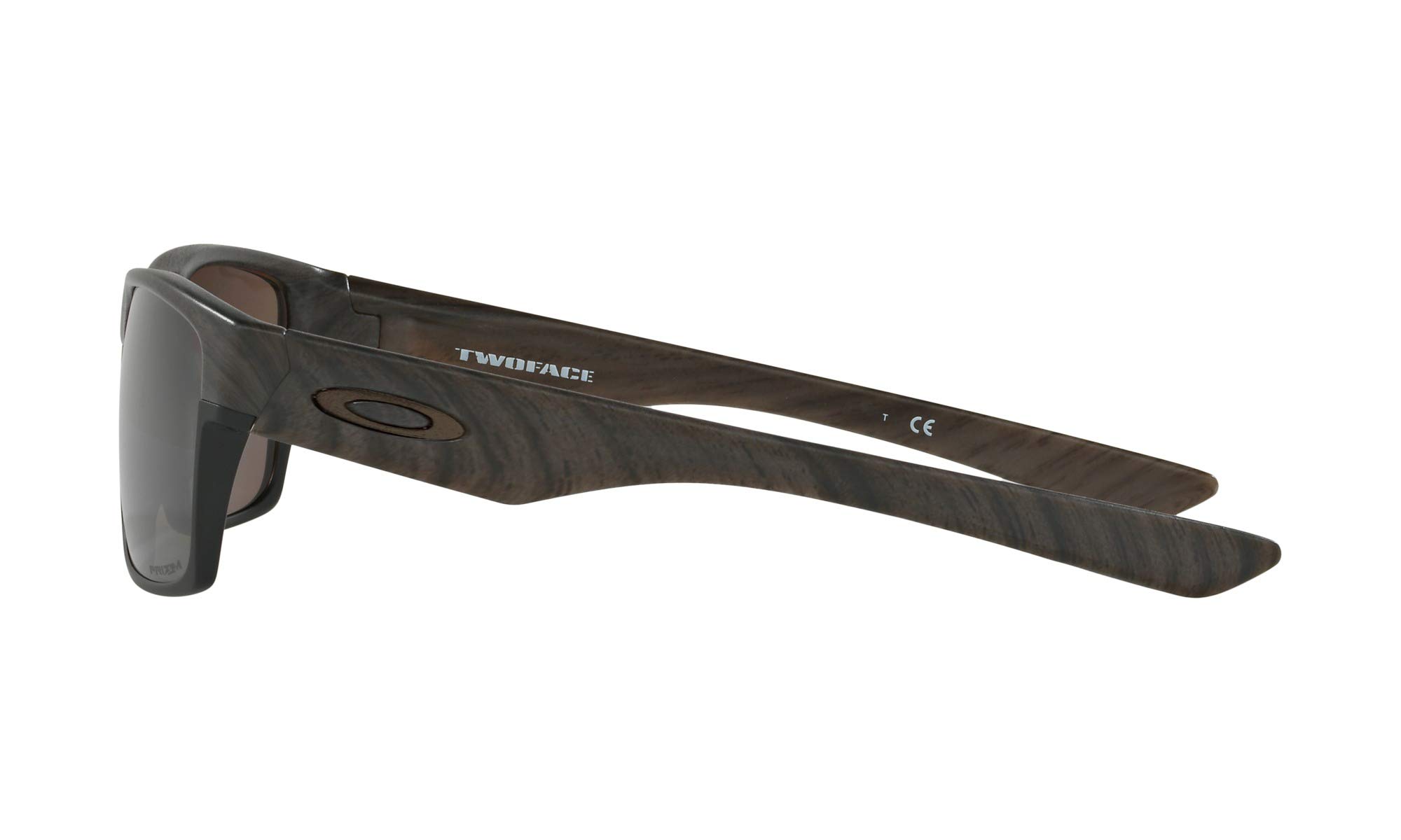 Oakley Twoface Sunglasses (Woodgrain Frame/Prizm Daily Polarized Lens) with USA Flag Lens Cleaning Kit