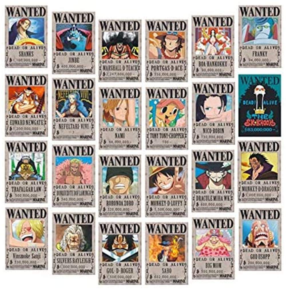 OP Pirate Anime Wanted Posters, New Edition, 28.5cm×19.5cm, Luffy 1.5 Billion, Pack of 24