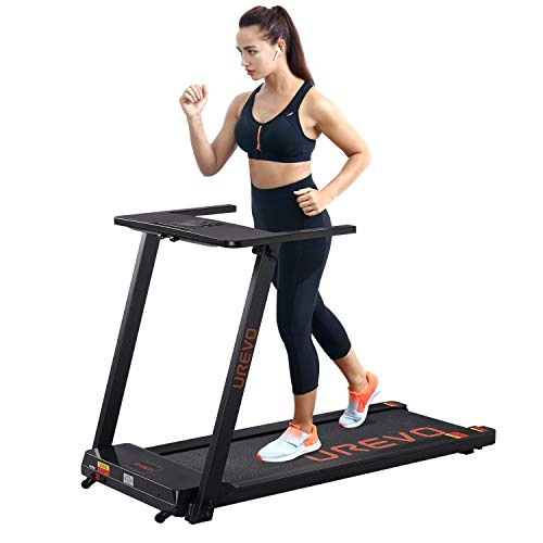 UREVO 2 in 1 Folding Treadmill with Incline, 2.5 HP Manual Incline Under Desk Treadmill for Home Office, Compact Treadmill with LED Display Remote Control