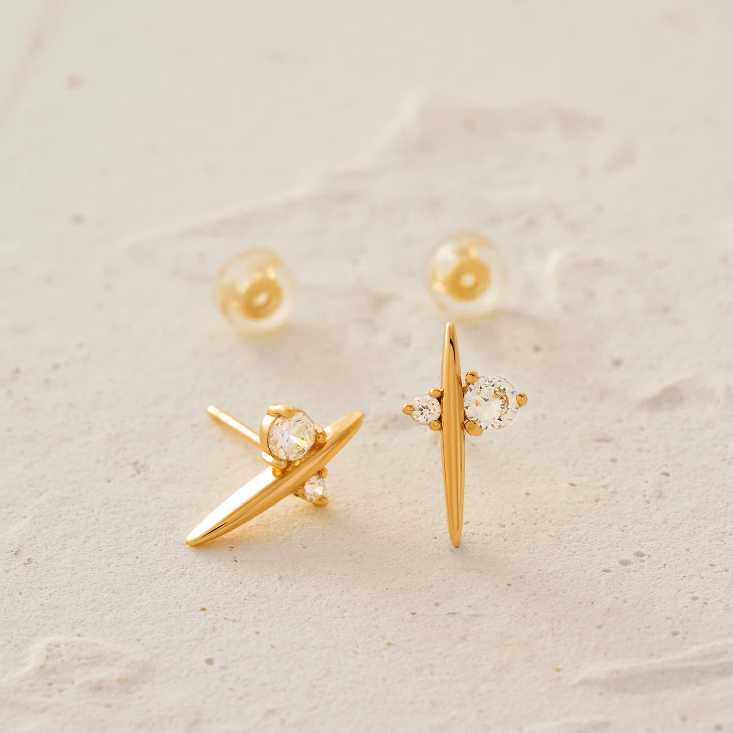 MYEARS Women Evil Eye Earrings Gold Stud Diamond Cubic Zirconia 14K Gold Filled Small Simple Handmade Hypoallergenic Everyday Protection Jewelry