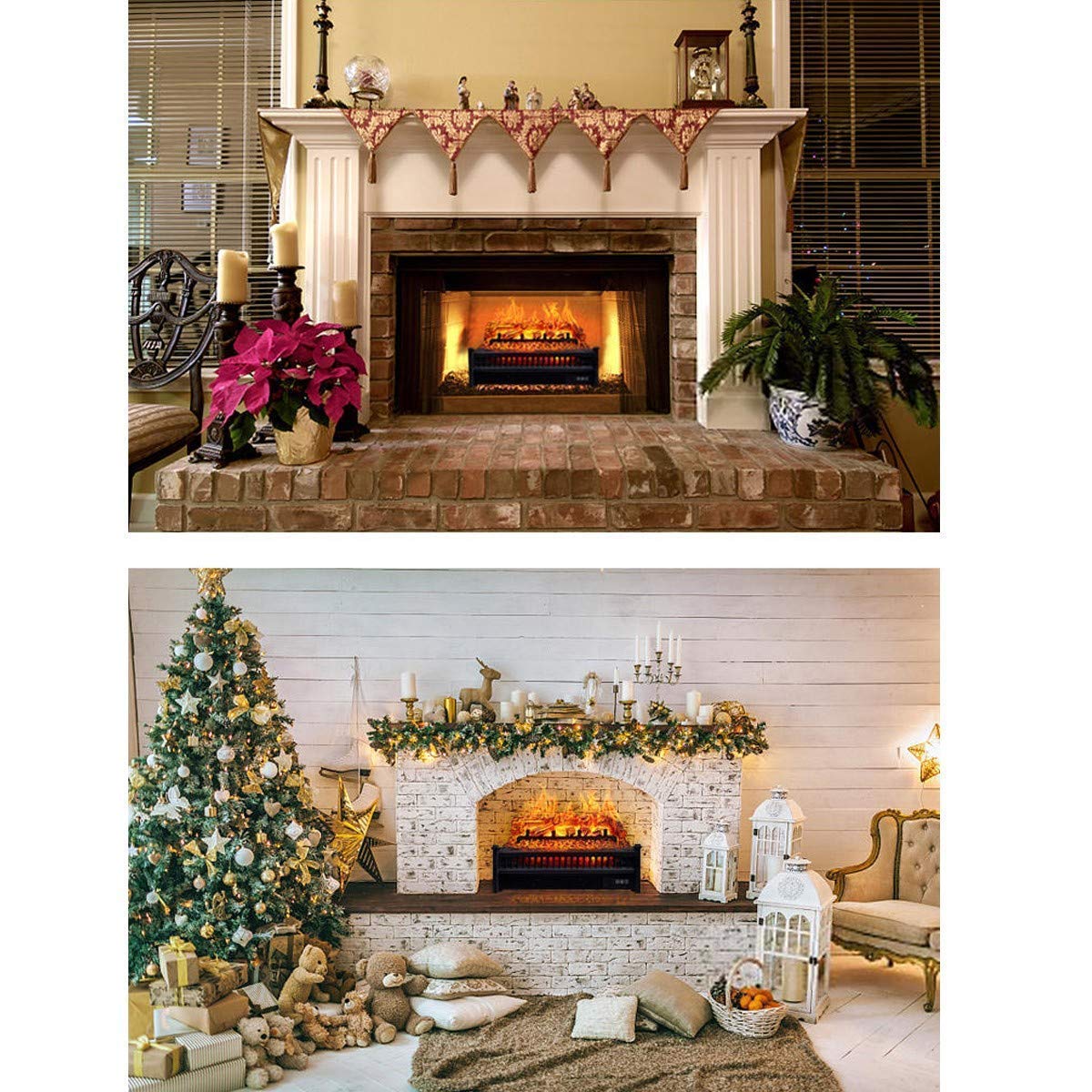 OQHAIR Electric Fireplace with Wood Stove Electric Stove Fire Pit Heating with Flame Effect ding and Portable with Overheating Protection for Quickly Heating Up A Room 18