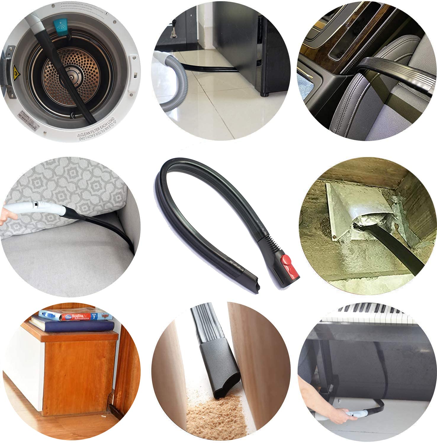 Replacement Vacuum Attachments for Dyson V7 V8 V10 V11 V15 Perfect for Dryer Vent, Car Detailing and Corners Cleaning - Household Cleaning Kit (Attachment and Flexible Crevice Tool)