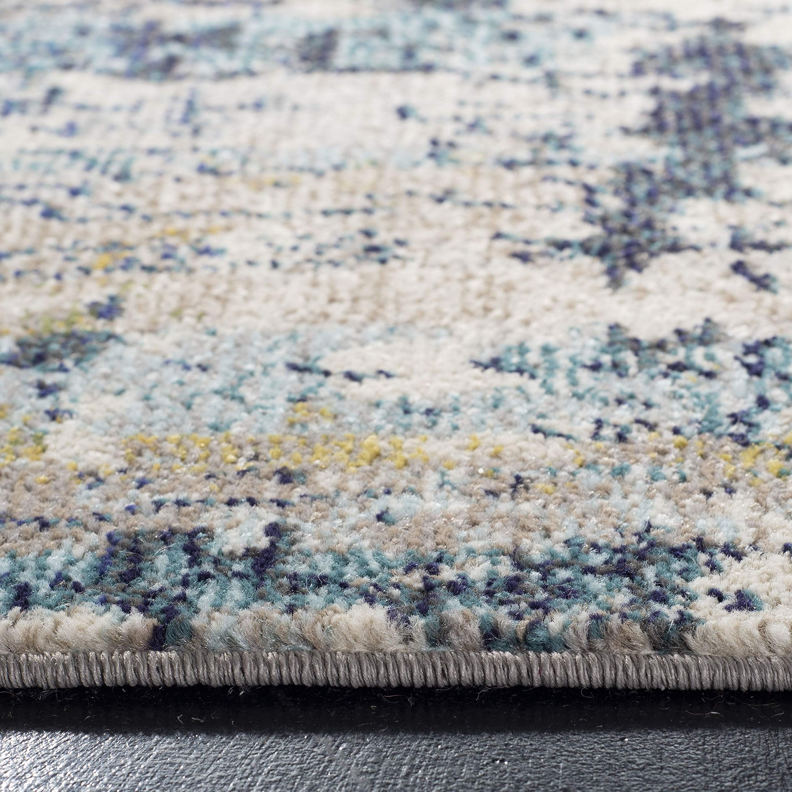 SAFAVIEH Madison Collection 9' x 12' CreamBlue MAD469B Modern Abstract Non-Shedding Living Room Bedroom Dining Home Office Area Rug