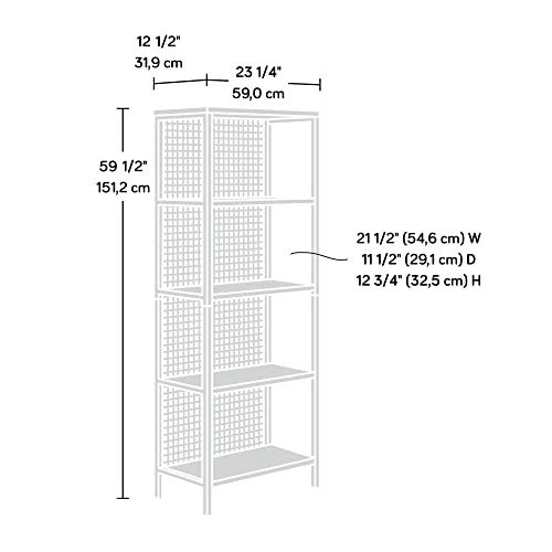 Sauder Market Commons Industrial 4-Shelf Metal & Wood Bookcase, Rich Walnut Finish
