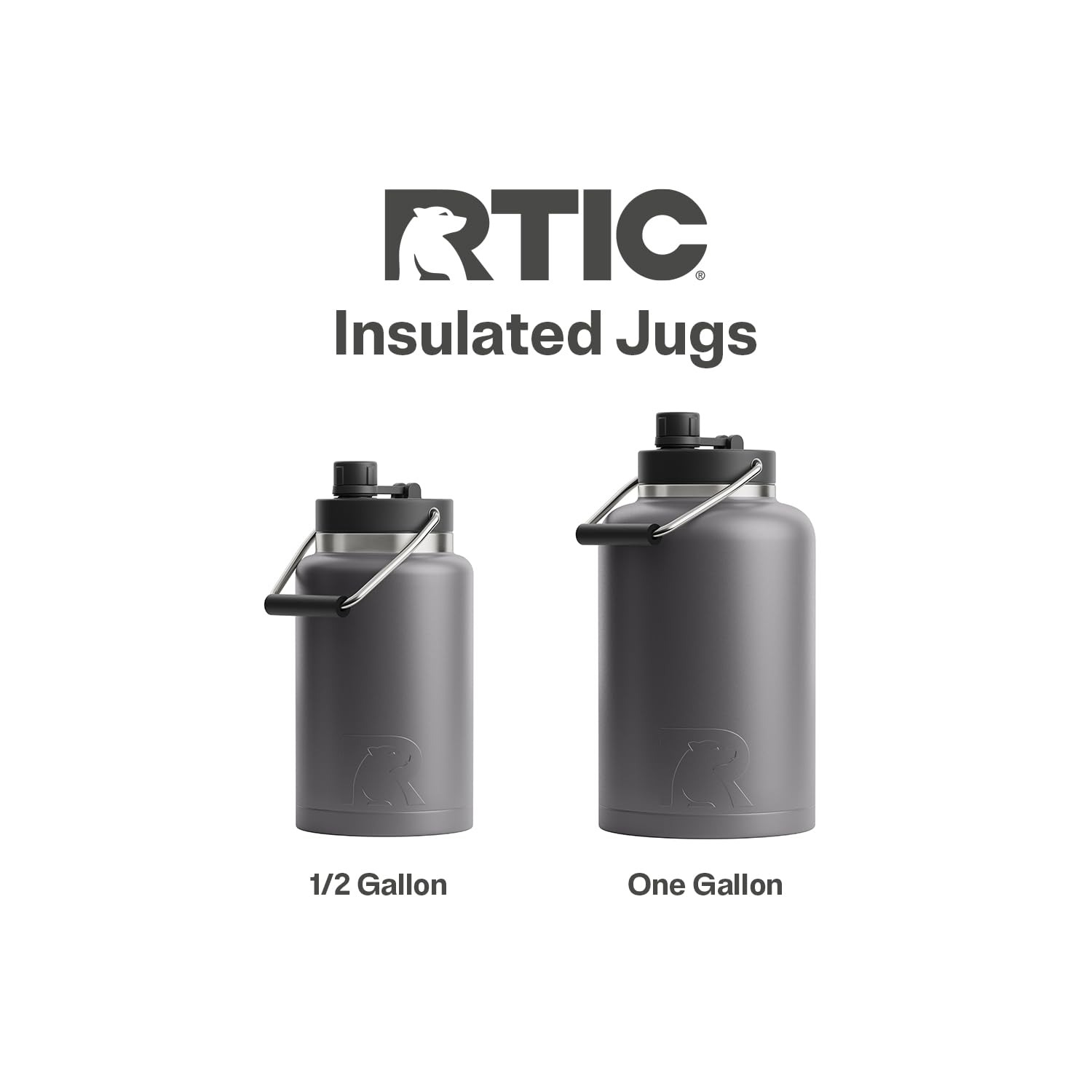 RTIC Jug with Handle, Half Gallon, Navy Matte, Large Double Vacuum Insulated Water Bottle, Stainless Steel Thermos for Hot & Cold Drinks, Sweat Proof, Great for Travel, Hiking & Camping