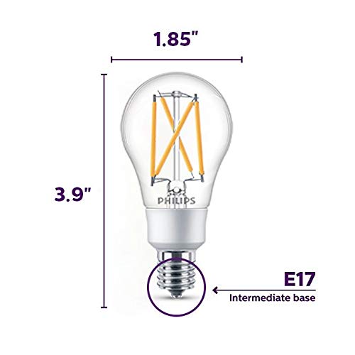 Philips LED Flicker-Free Dimmable A15 Light Bulb, 350 Lumen, Soft White Light (2700K), 3.8W=40W, E17, Title 20 Certified, 8-Pack