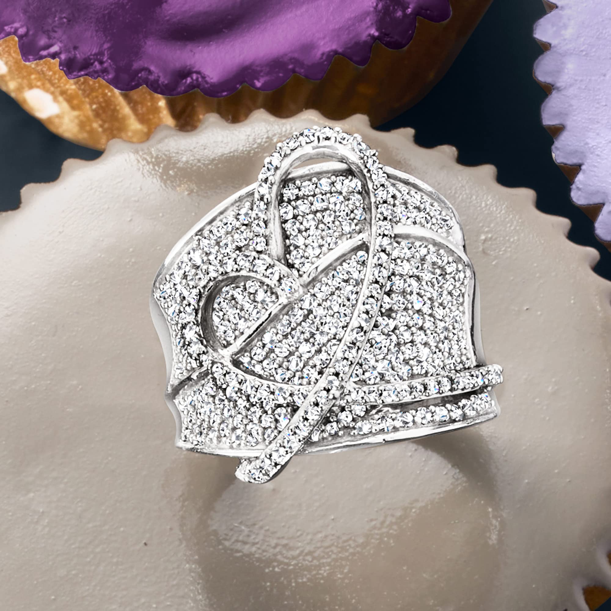 Ross-Simons 1.40 ct. t.w. Diamond Heart Ring in Sterling Silver. Size 6