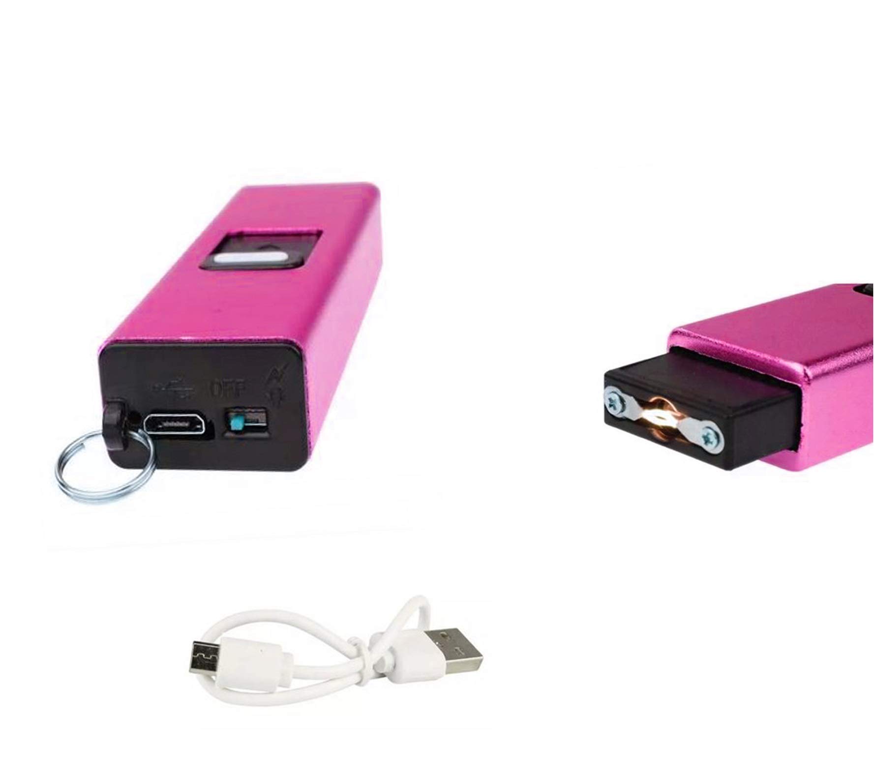 Pink Mini Stun Gun Key Chain/Flashlight - Recharge with USB Port