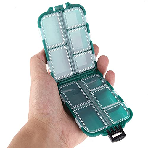 UXZDX CUJUX 10 Grid Mini Fish Hook Box Bait Hook Bait Plastic Storage Rack Square Fishing Accessories