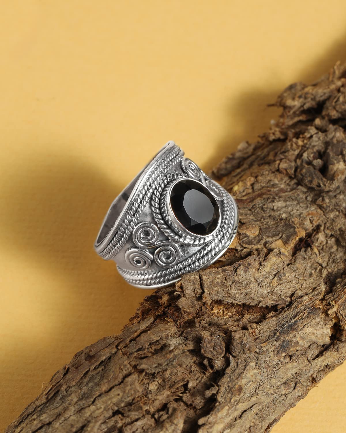 YoTreasure Rainbow Moonstone Ring Solid 925 Sterling Silver Gemstone Jewelry