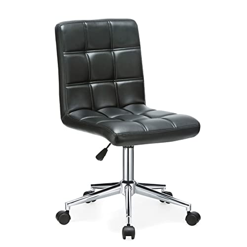 Porthos Home Finch Task Chair with Adjustable Height and 360̊ Swivel in Tufted Upholstery (Armless Design Suitable for Home Studios and Small Offices), One Size, Pink
