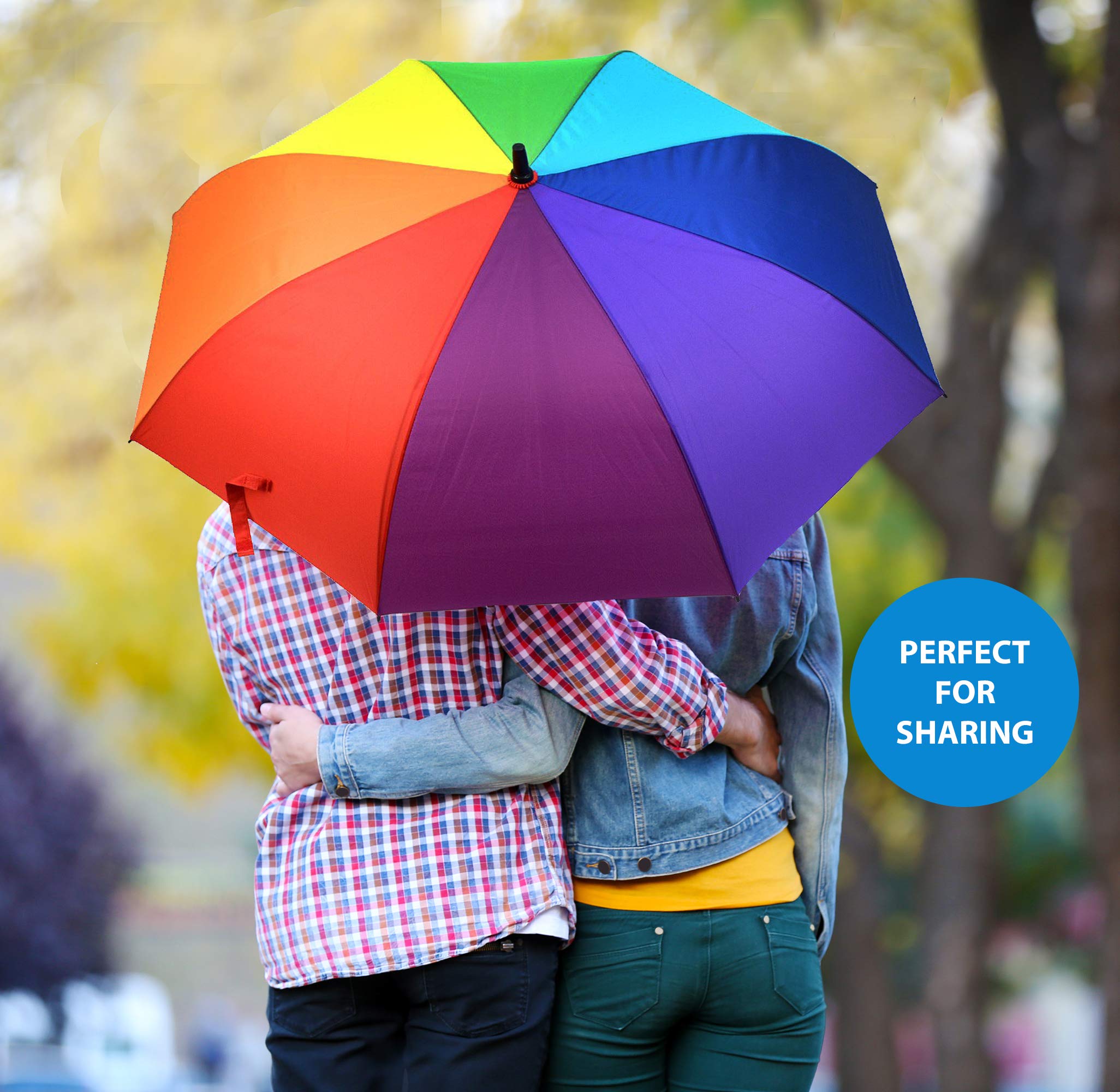 Parquet Rainbow Umbrella, Extra-Strong Golf Umbrella - Automatic Open, Windproof